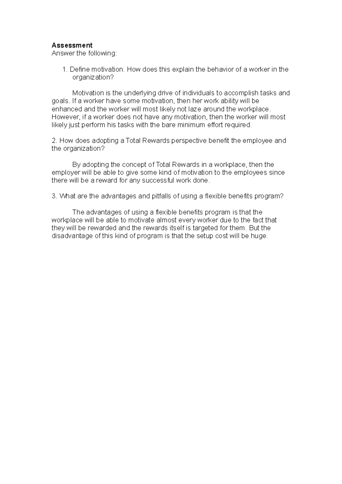 Human Behavior in Organization - Chapter 7 Motivation Concepts ...