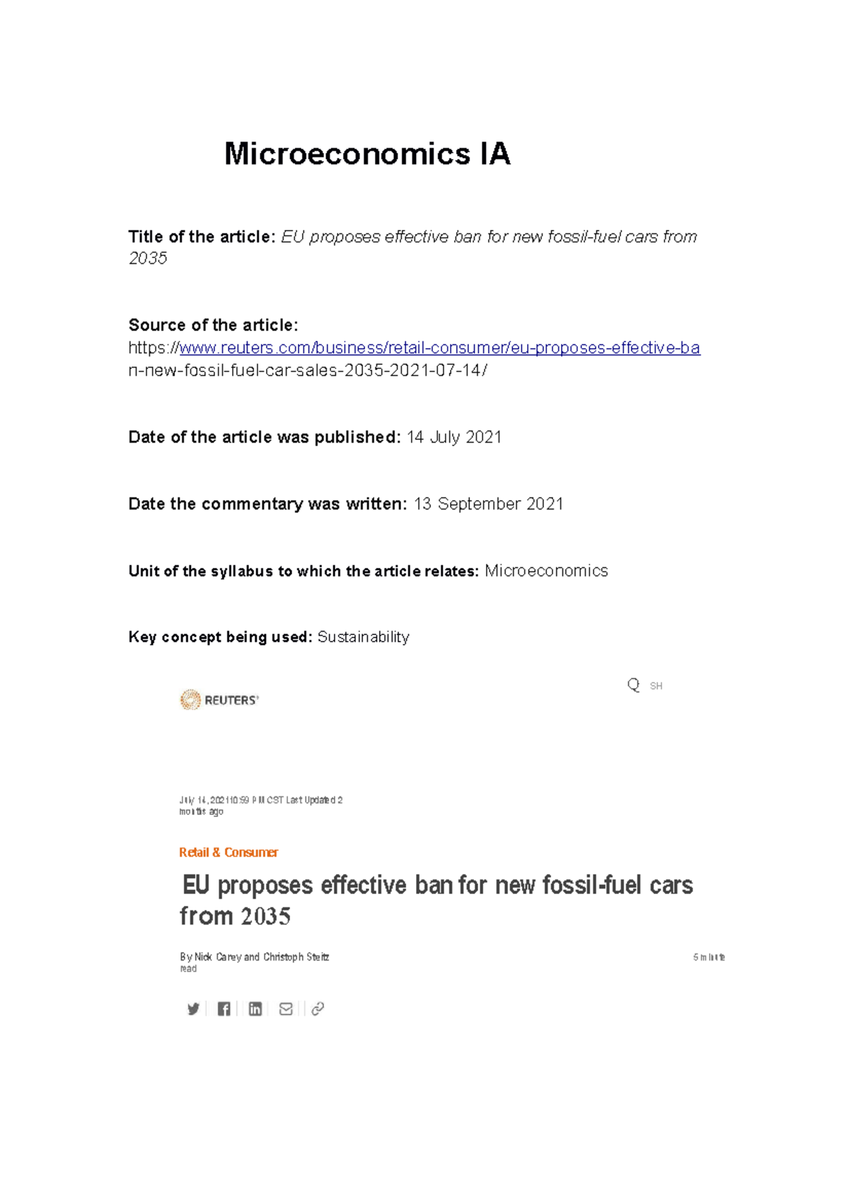 副本副本Econ IA2 2 2 2 2 - Econ - Microeconomics IA Title of the article ...