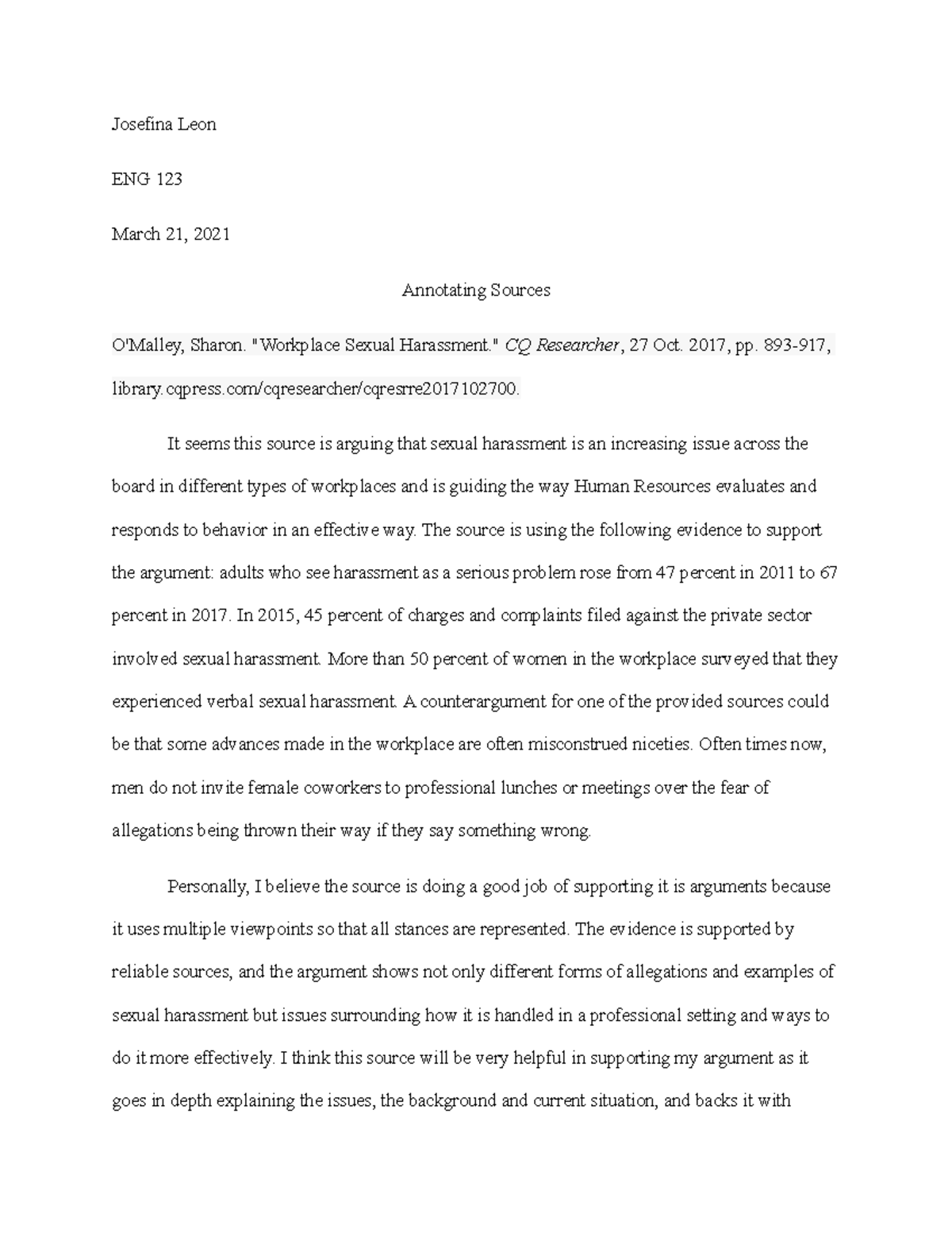 3-4 Annotating Sources - Josefina Leon ENG 123 March 21, 2021 ...