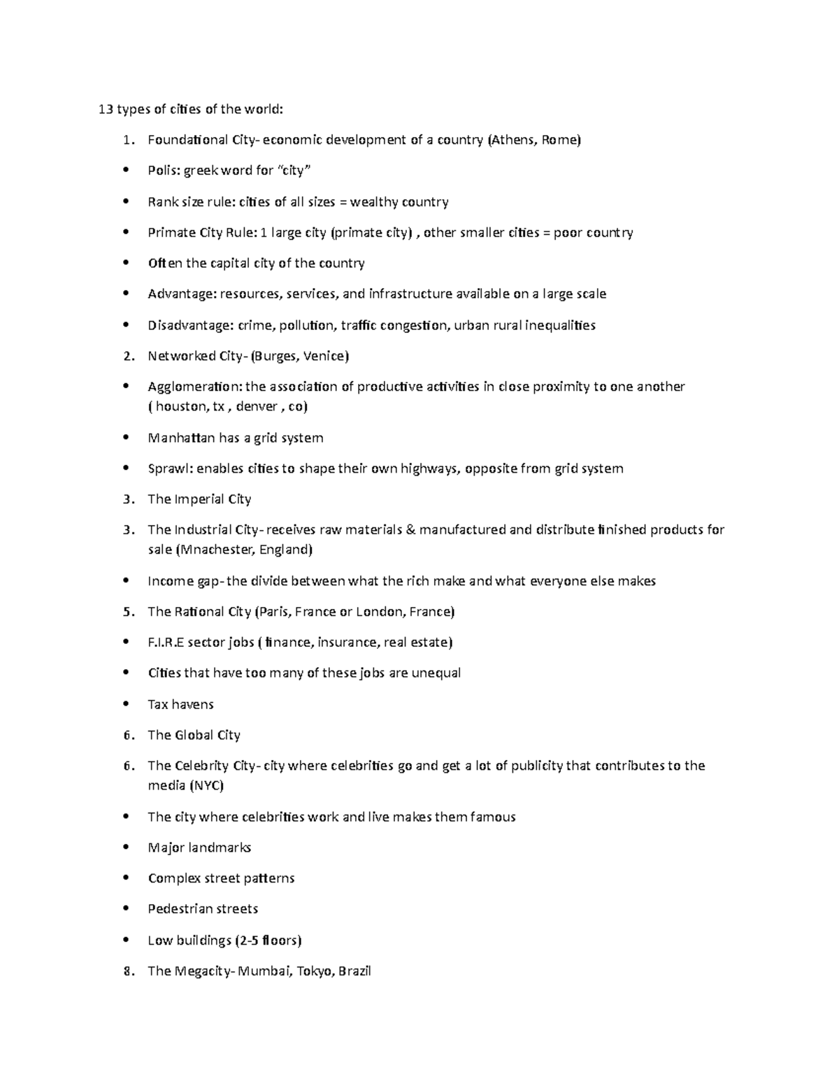 13 types of cities of the world - Foundational City- economic ...
