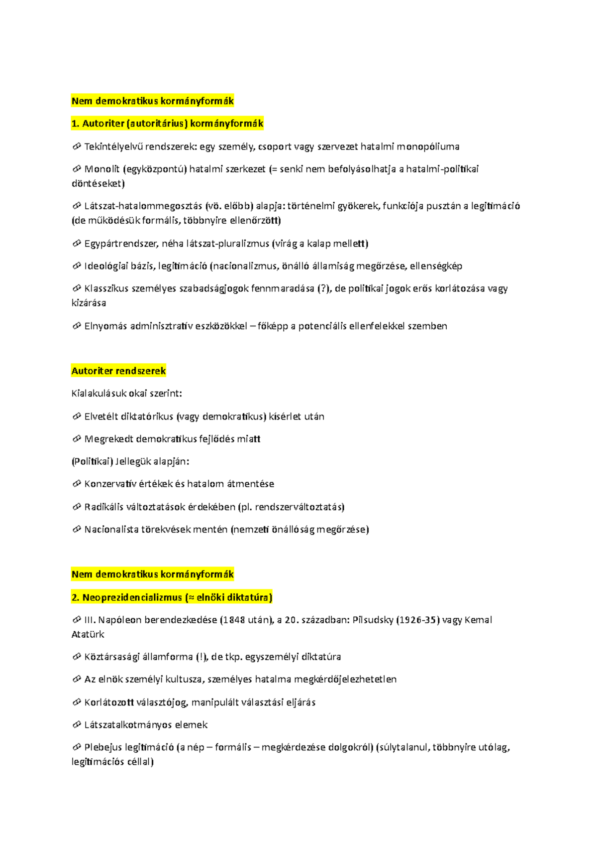 Egyetemes 2 zhra dia - Nem demokratikus kormányformák Autoriter (autoritárius) kormányformák ...