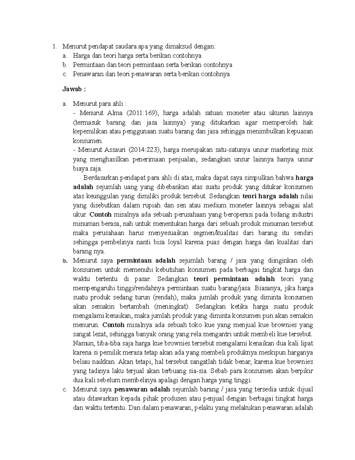 Tugas Pertemuan 2 (P. Ekonomi Mikro) - Menurut pendapat saudara apa ...