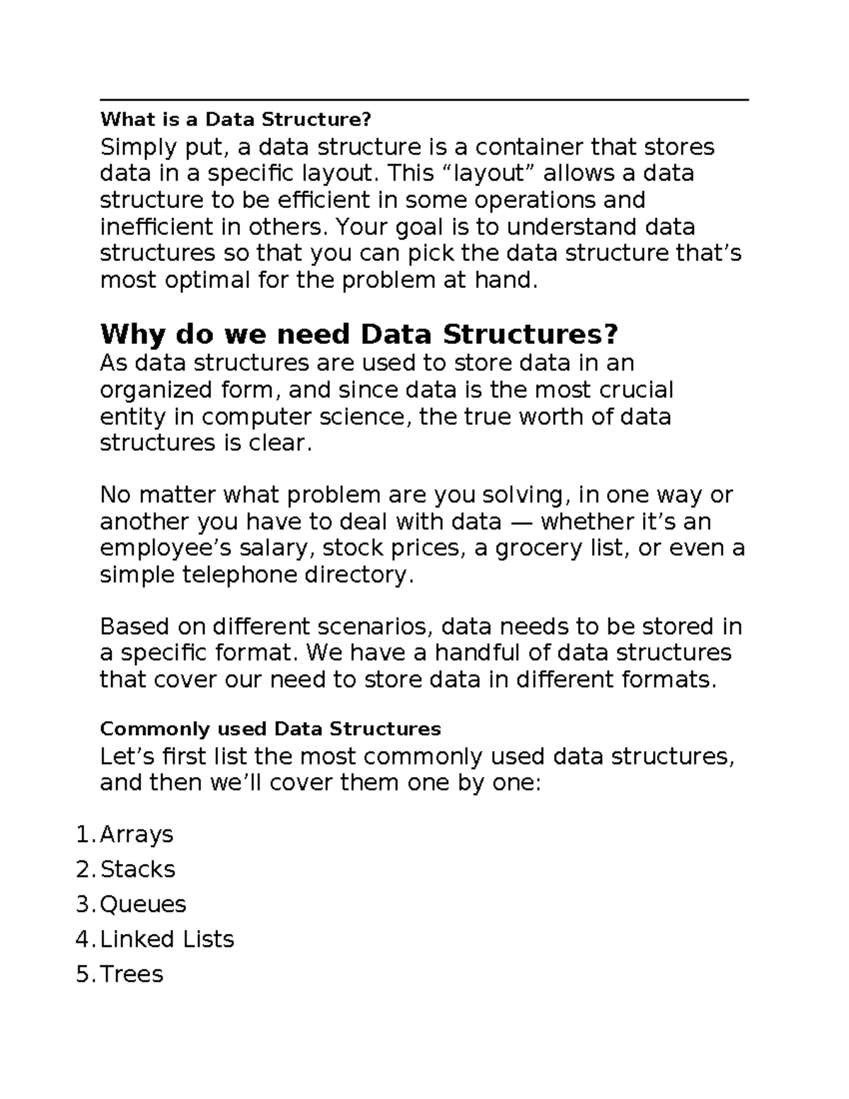 What is a Data Structure - What is a Data Structure? Simply put, a data ...