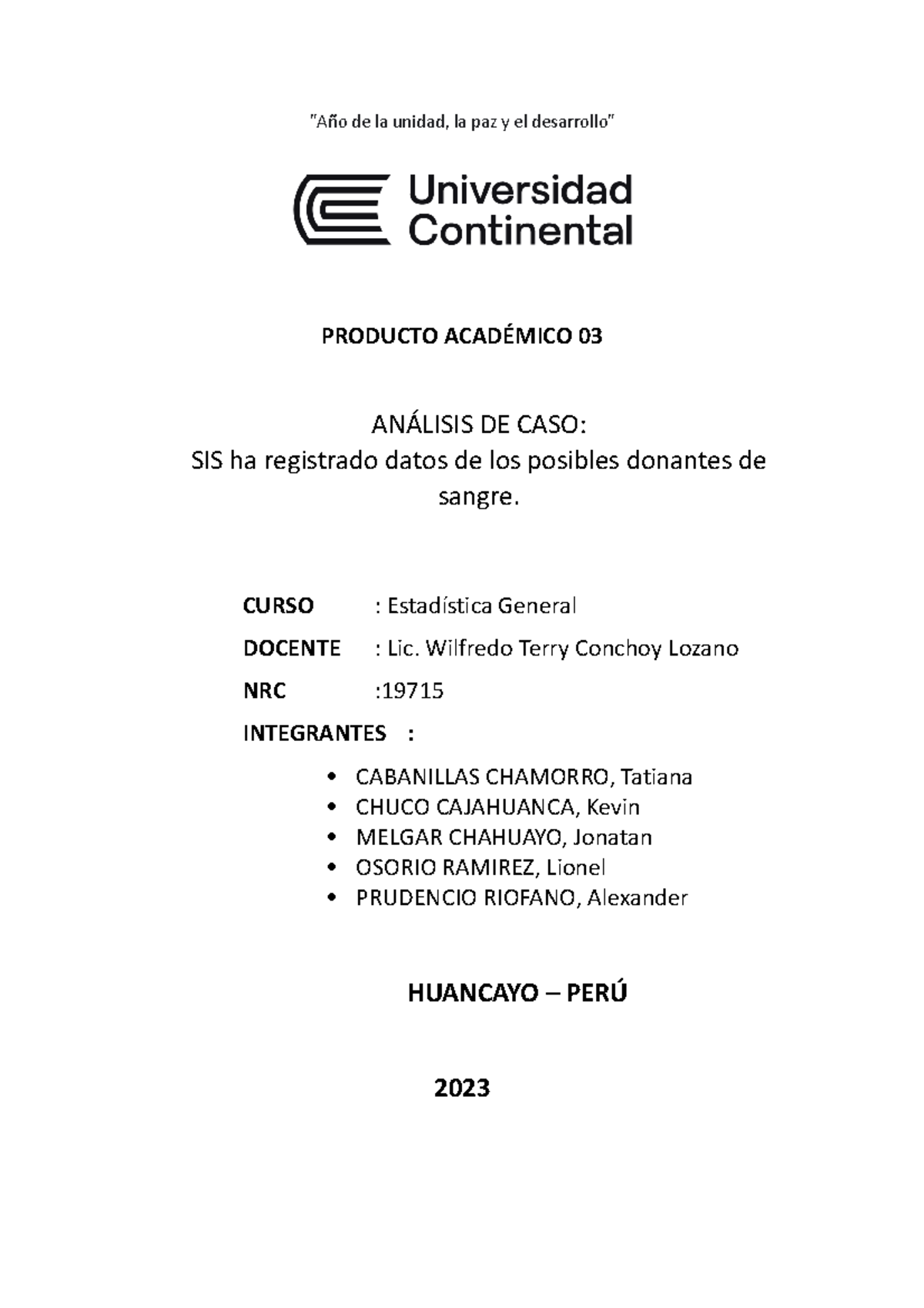 Producto Academico N°03 NRC 19715 Final - "Año de la unidad, la paz y el desarrollo" - Studocu