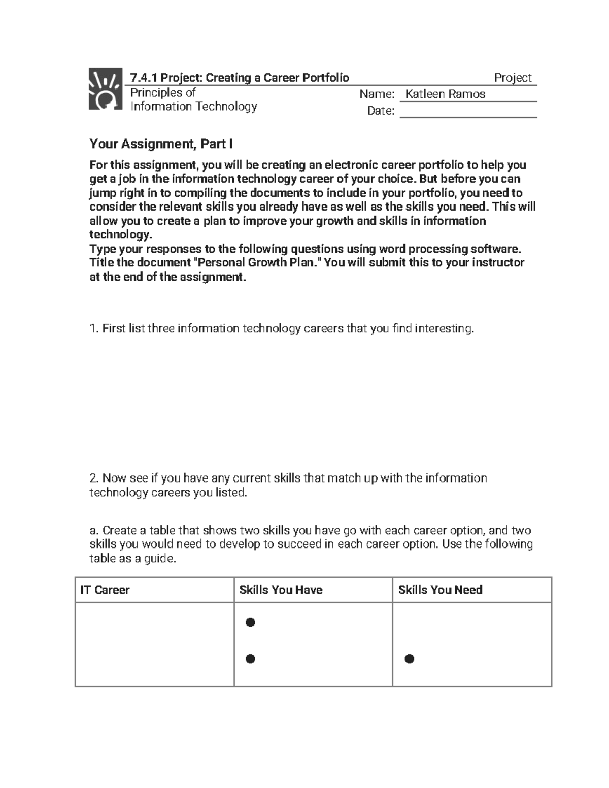 7.4.1 Project - Creating a Career Portfolio (Project) - 7.4 Project ...