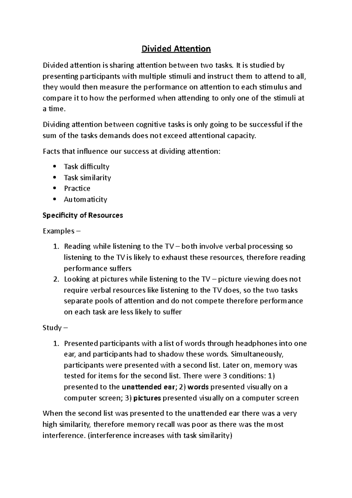 Divided Attention Revision - Divided Attention Divided attention is ...
