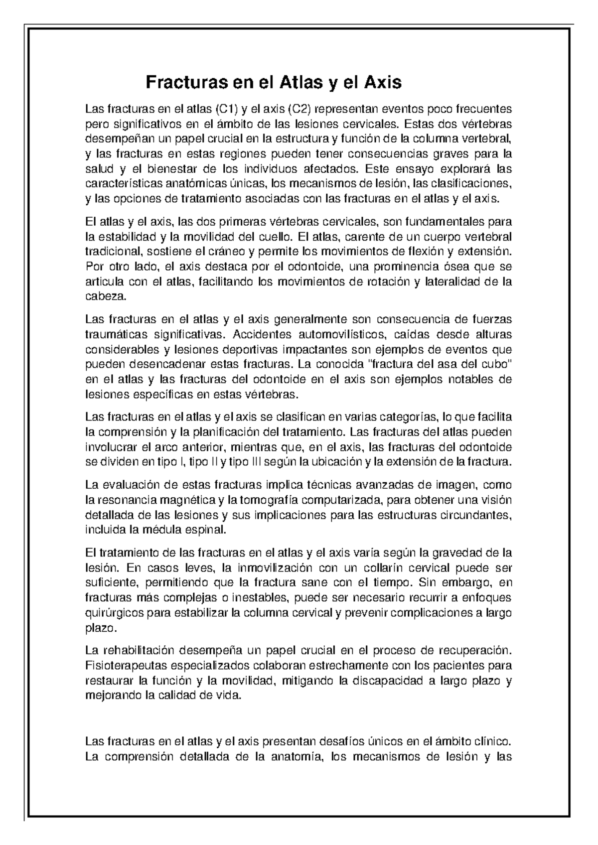 Consulta del Atlas y el Axis - Fracturas en el Atlas y el Axis Las ...