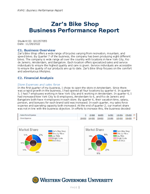 Business Performance Report Task 1 - RXM1: Business Performance Report ...