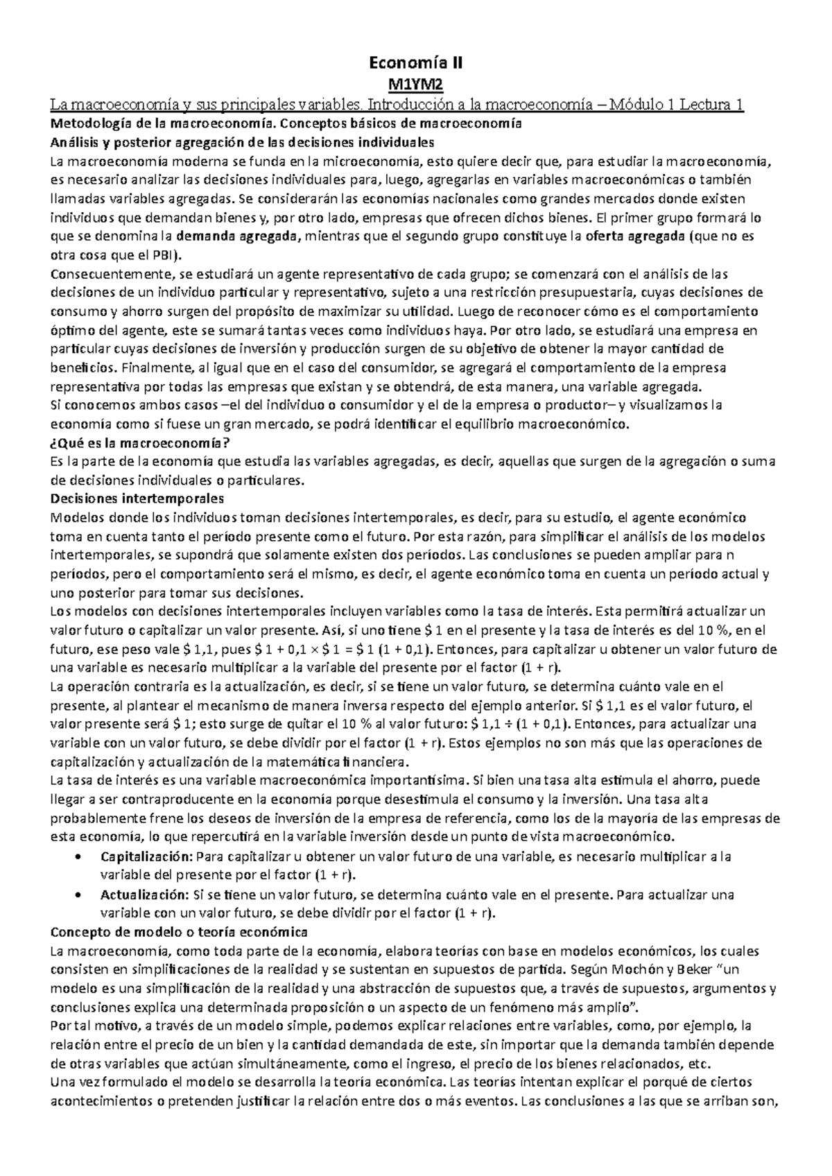 Economía II M1YM2 - Resumen de economia primer parcial - Economía II ...