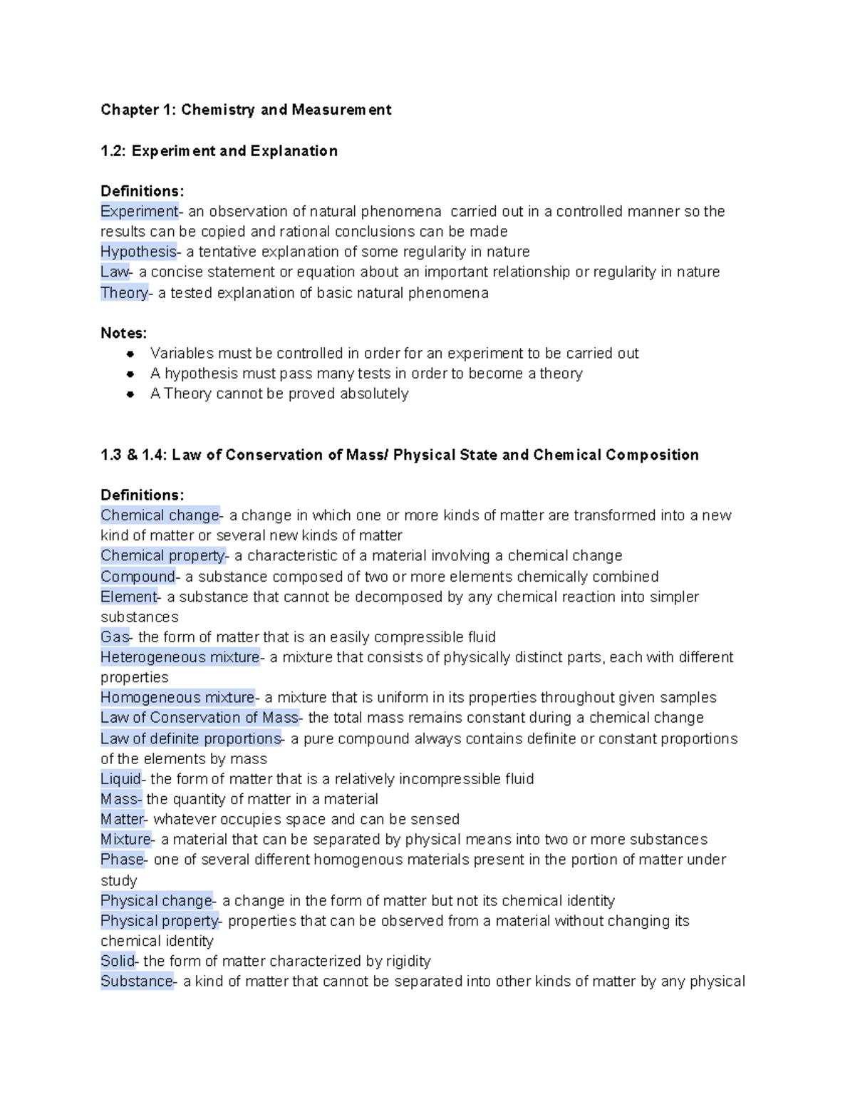 Chapter 1 Chemistry and Measurement - Chapter 1: Chemistry and ...