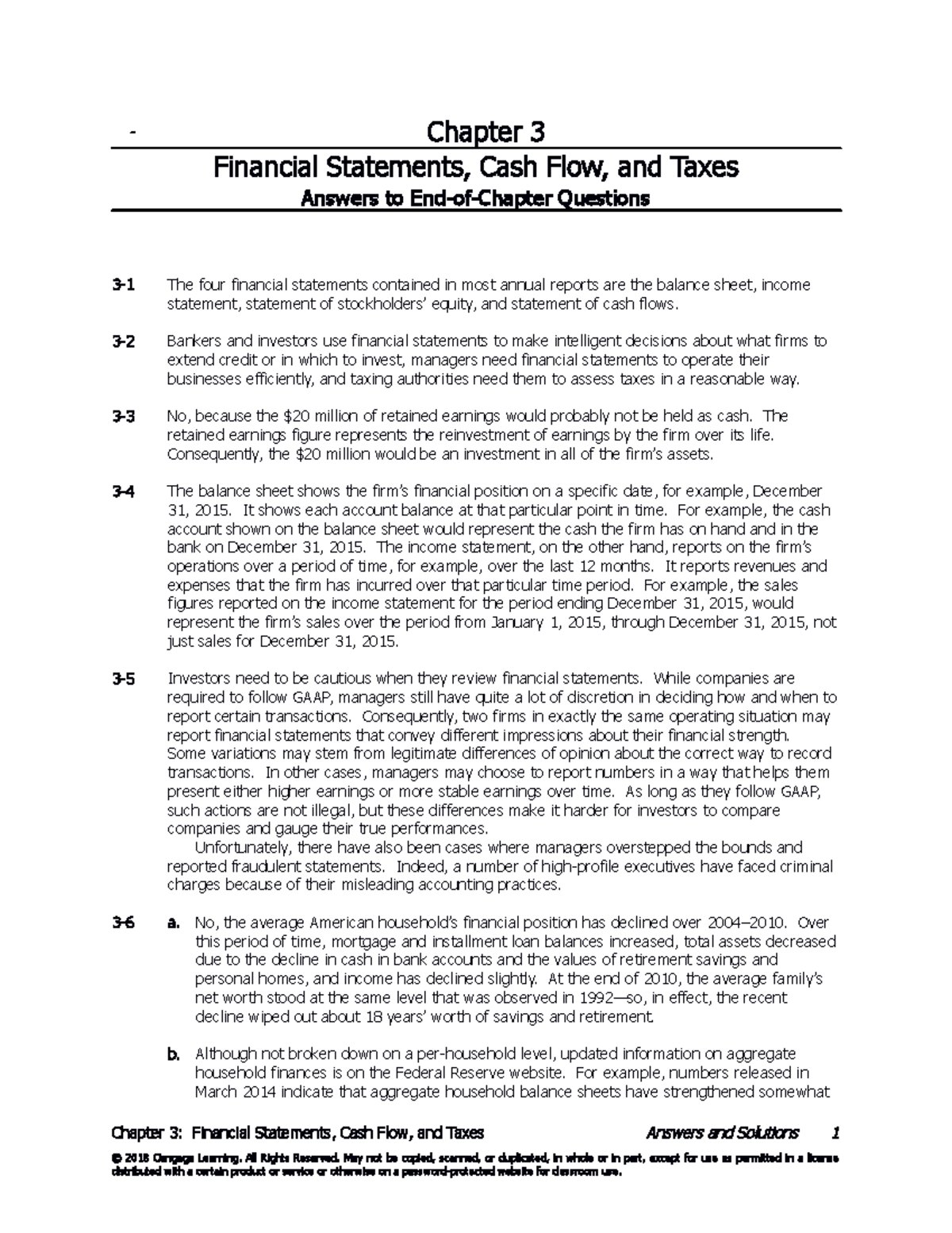 Ch 03 Answers and Solutions - Chapter 3 Financial Statements, Cash Flow ...