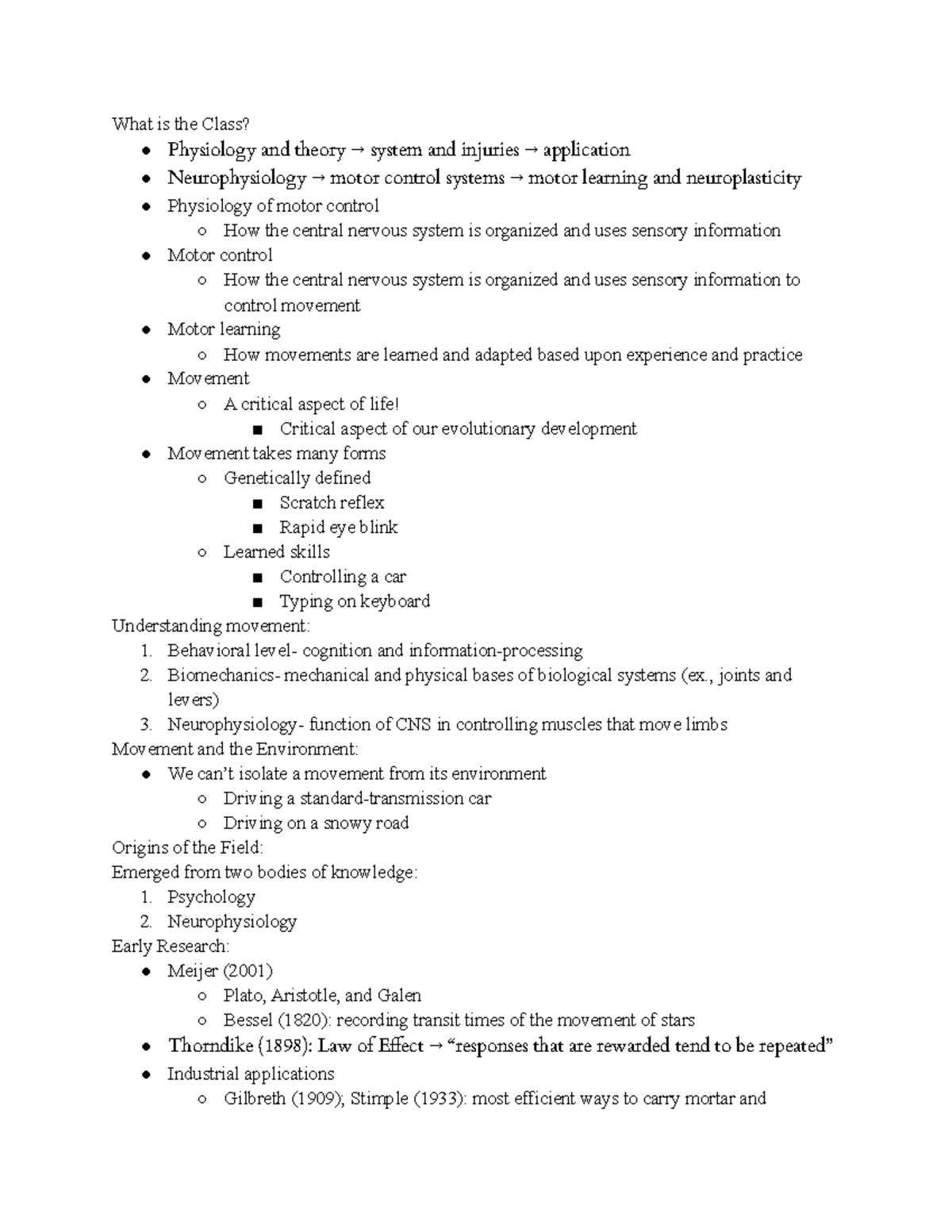 Test 1 Notes What Is The Class Physiology And Theory System And