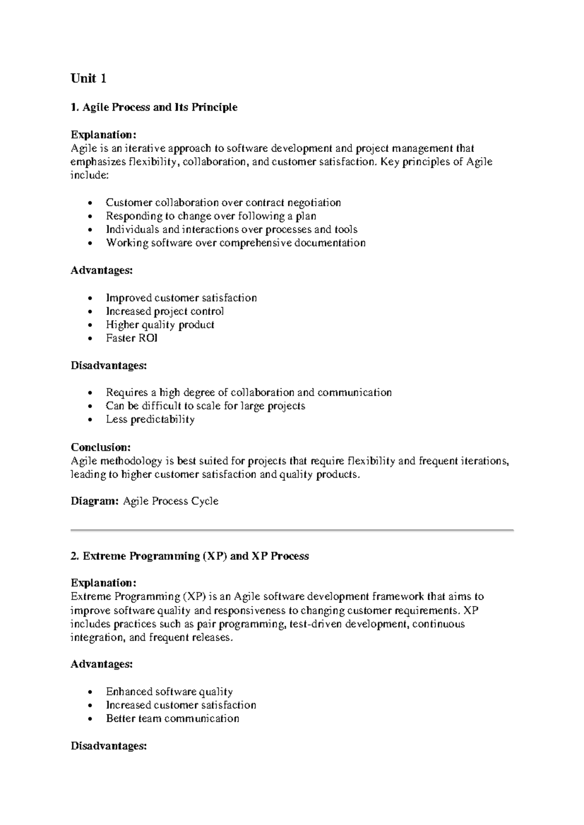 OOSE - OOSE - Unit 1 1. Agile Process and Its Principle Explanation ...
