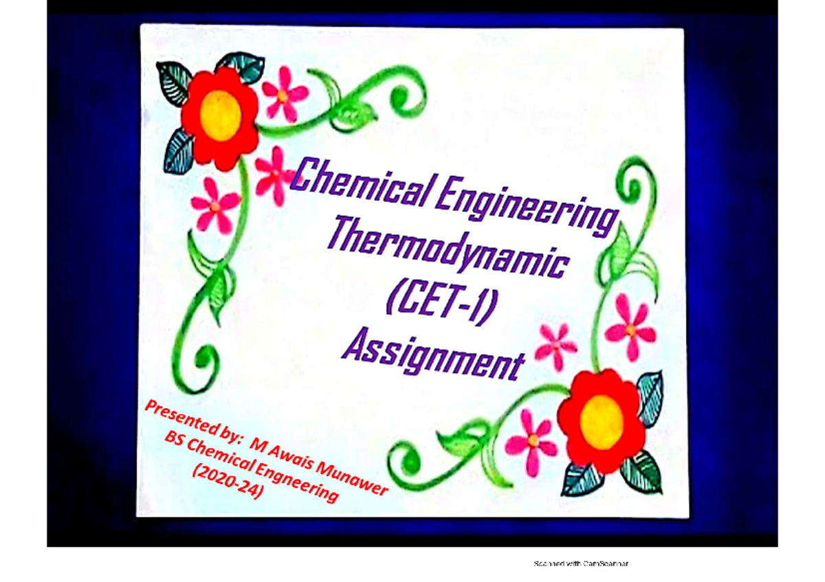 M Awais Munawer BSCHE-(20-24)- Solution of Problems - Chemical Engineering thermodynamics - Studocu