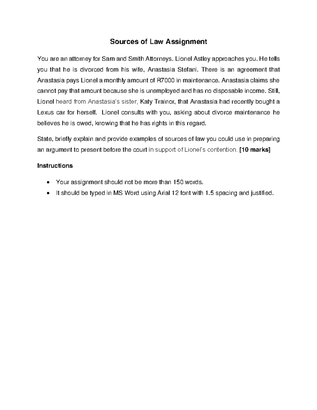 Sources of Law 2022 assignment - Sources of Law Assignment You are an ...