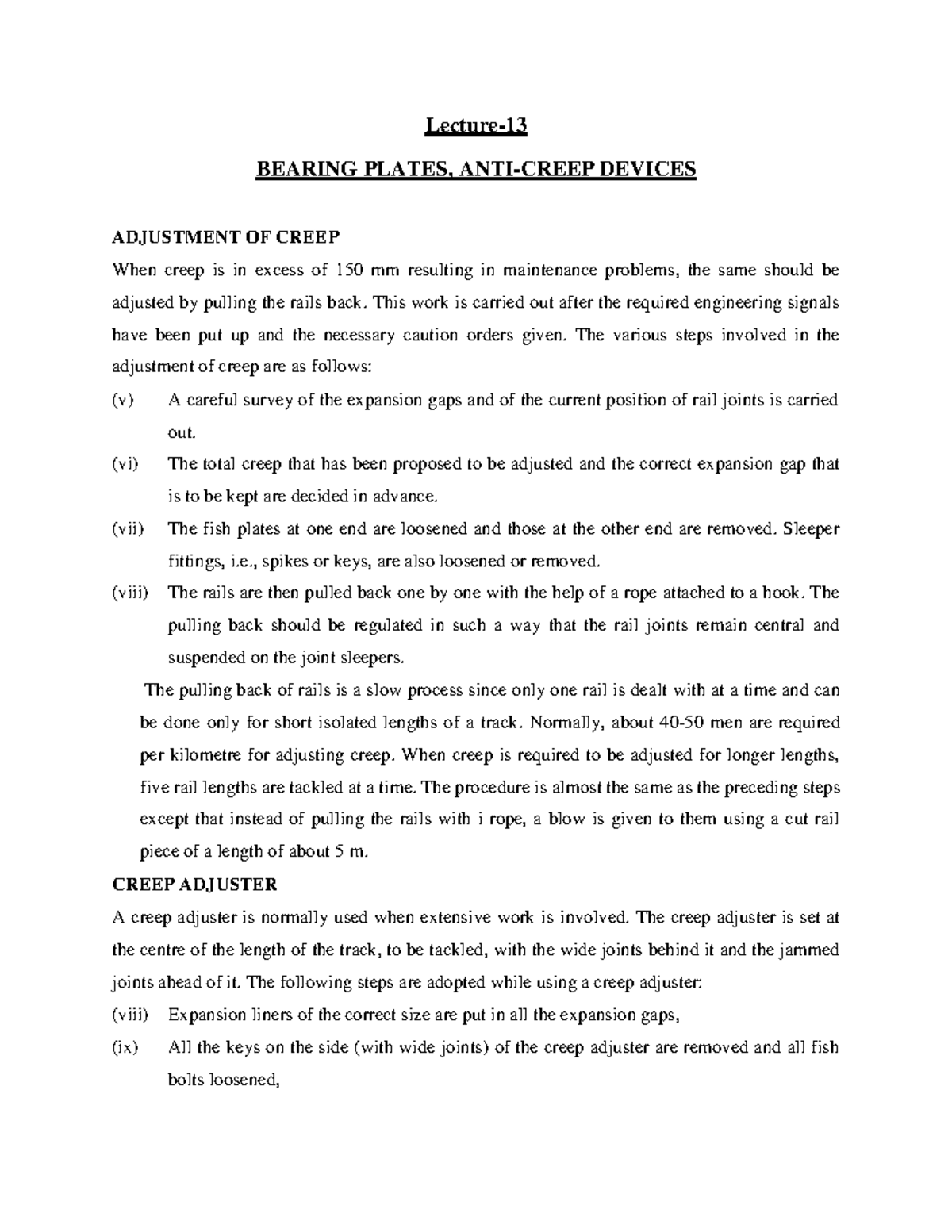 Bearing Plates, ANTI- Creep Devices - Lecture- BEARING PLATES, ANTI ...