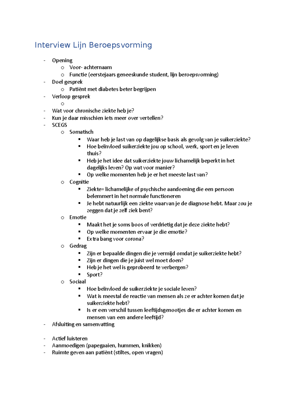 Interview Lijn Beroepsvorming - Lijn Beroepsvorming jaar 1 - Studeersnel