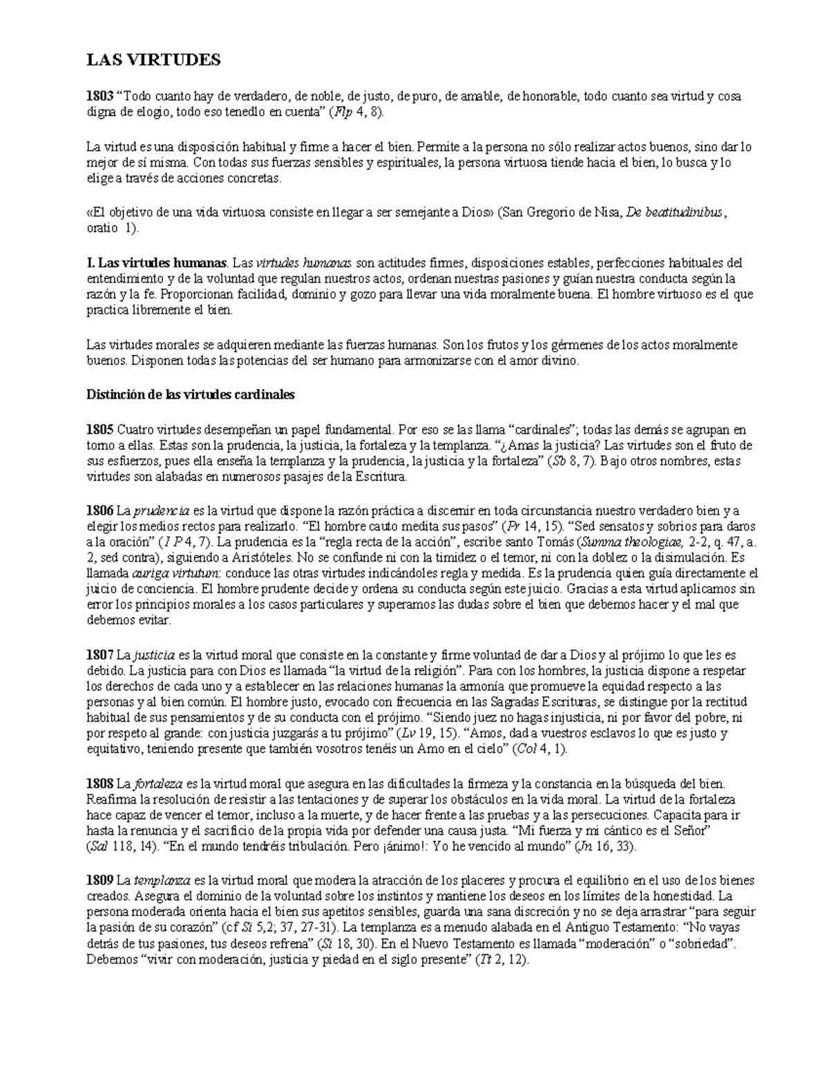 LAS Virtudes de la persona - LAS VIRTUDES 1803 “Todo cuanto hay de ...