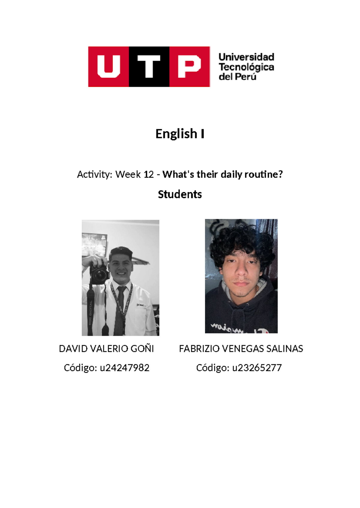 WEEK 12 - TAREA COMPLETA INGLES WEEK 12. - ingles, tarea - English I Activity: Week 12 - What's ...