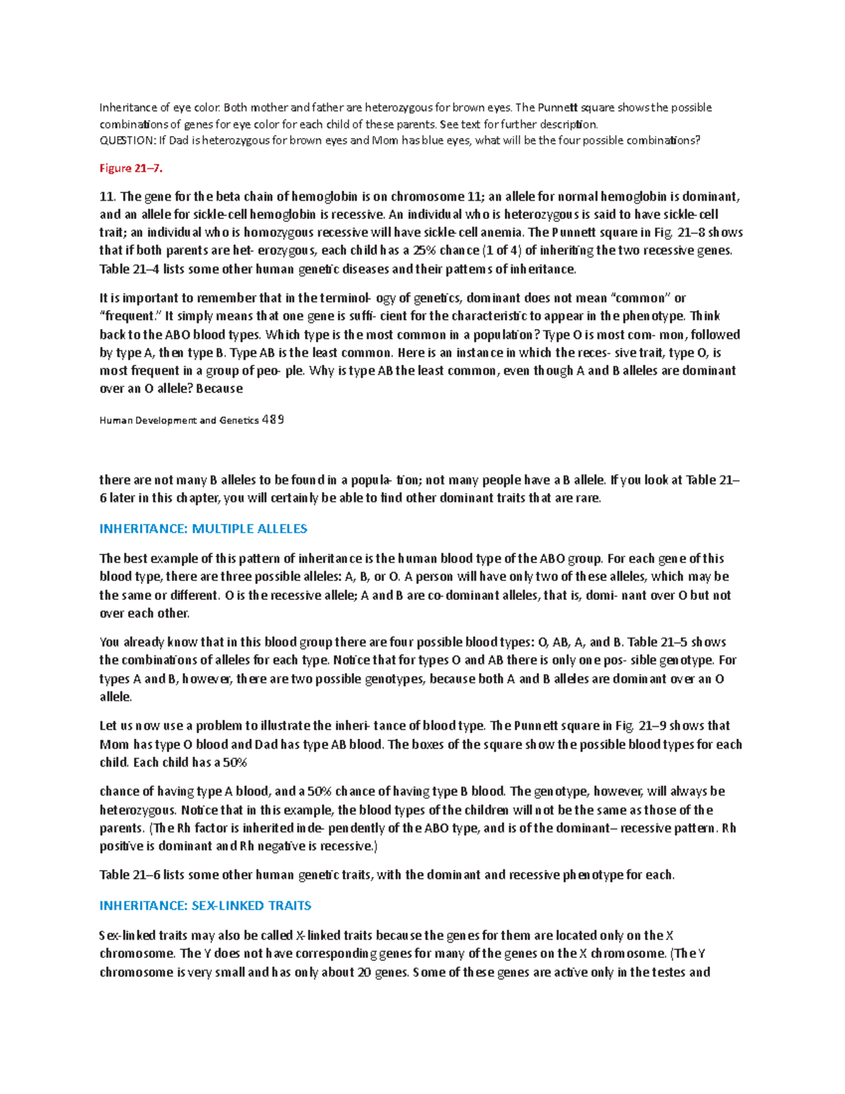 Anatomy note 48 - Inheritance of eye color. Both mother and father are ...