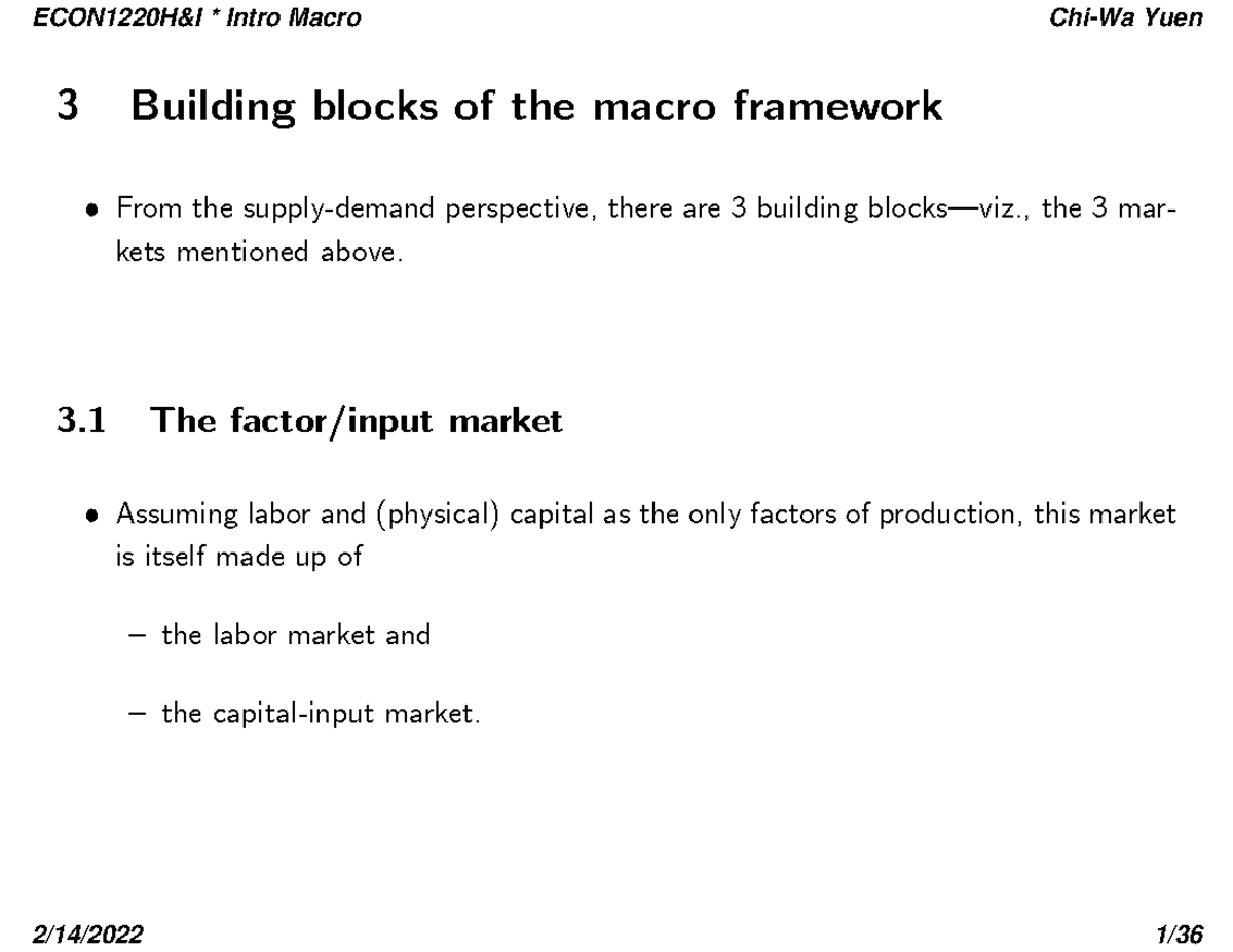 UGmacro 2022 slides 3a (macroeconomics Chiwah sub) - 3 Building blocks ...