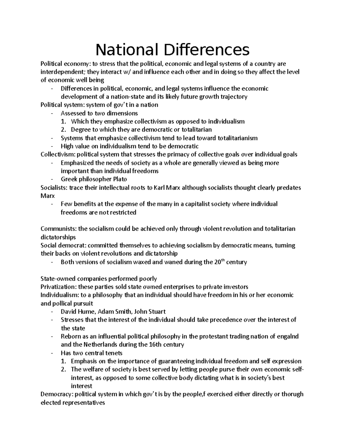 National Differences - Mcgraw Hill and professor notes - National ...