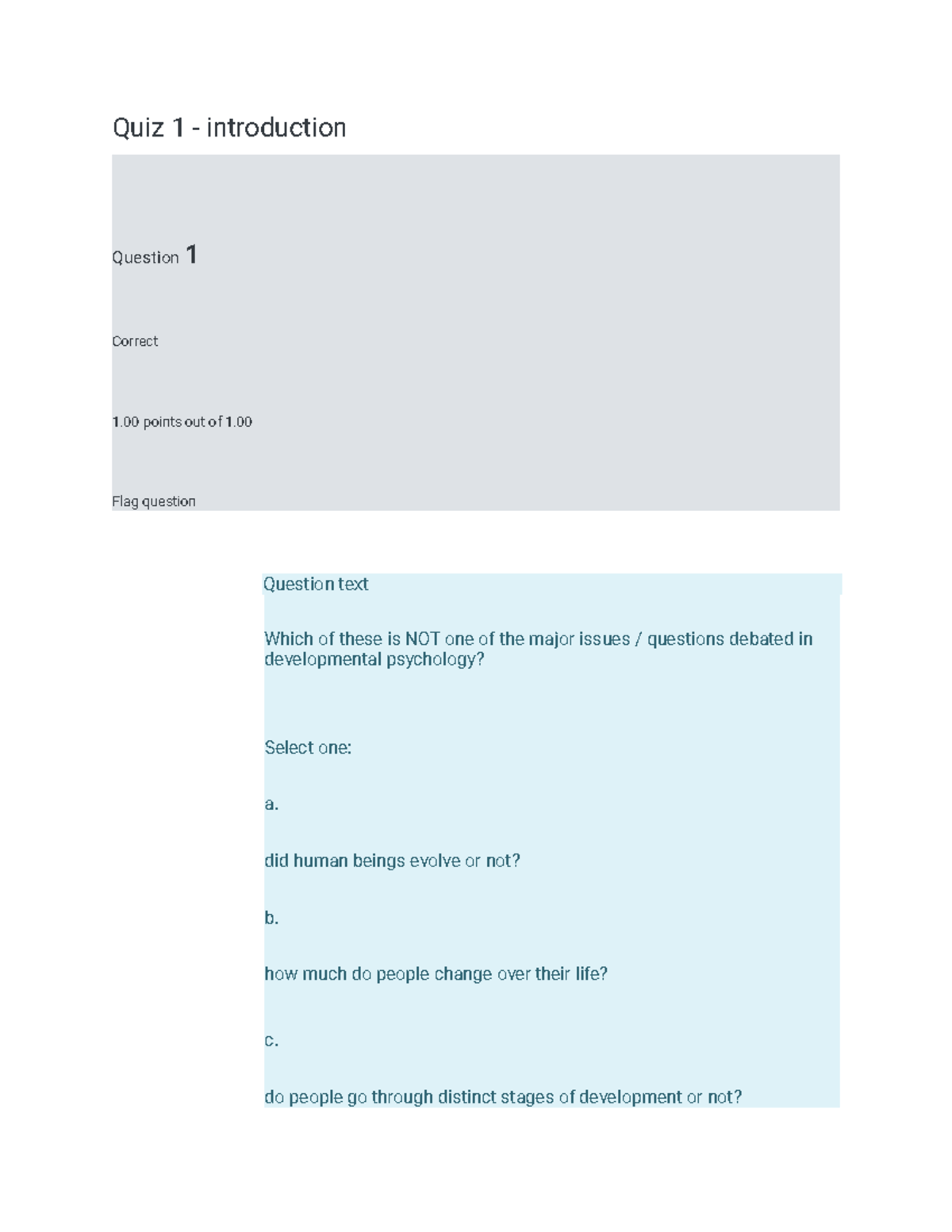 Quiz 1 - introduction - The answers to the first quiz in psy240 - Quiz ...