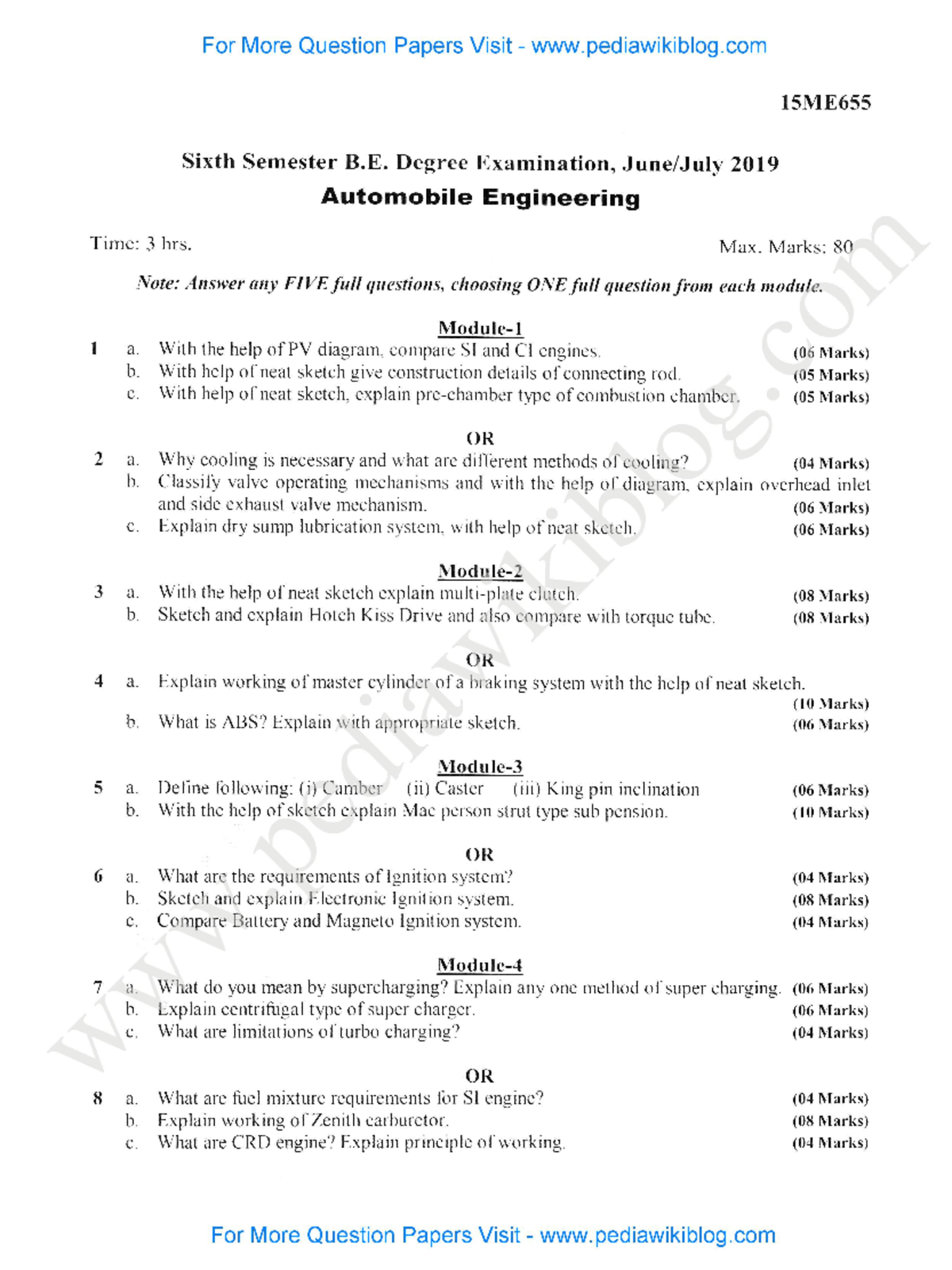 Automobile Engg July 2019 (2015 Scheme) - Computer Science - Studocu