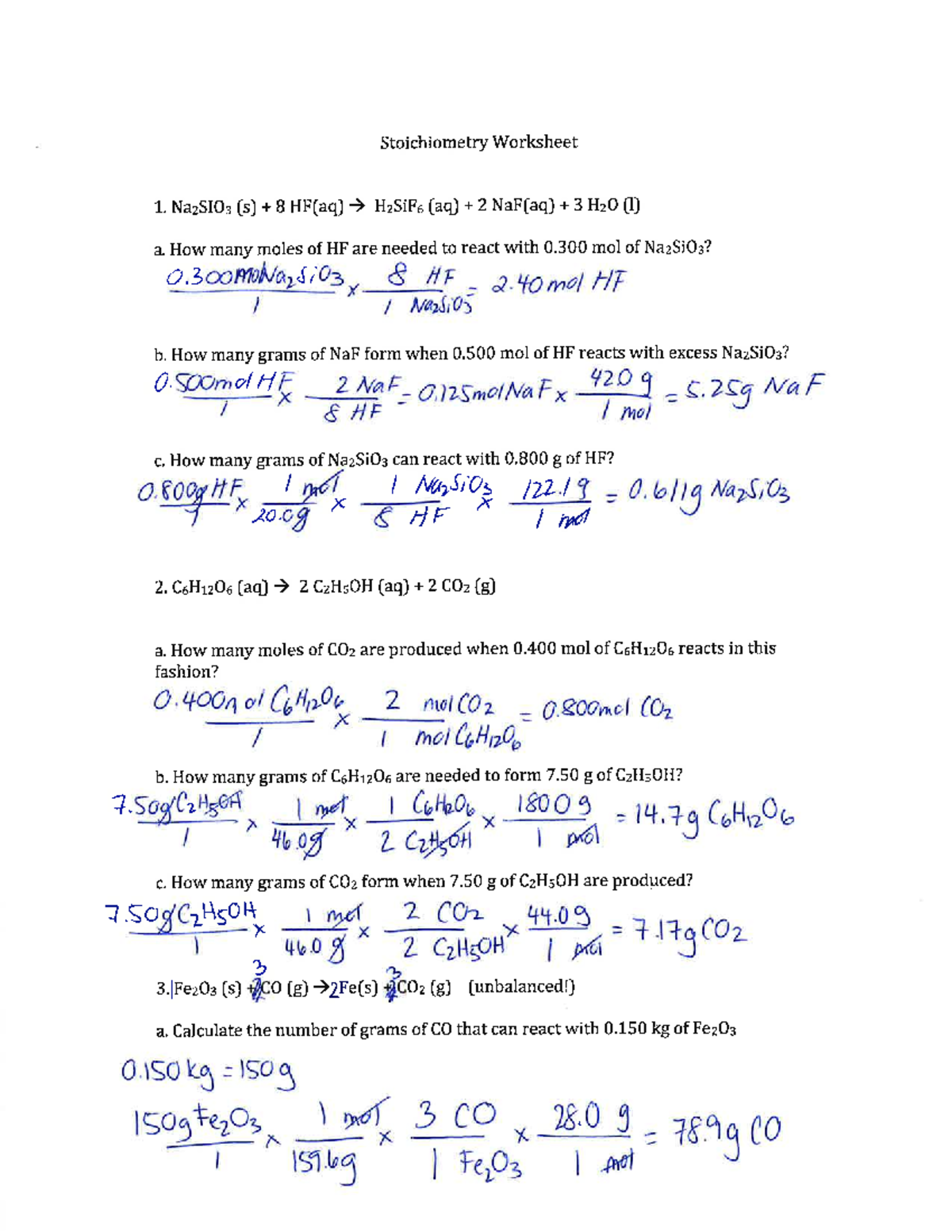 Stoichiometry Worksheet - CHEM253 - Harvard - Studocu
