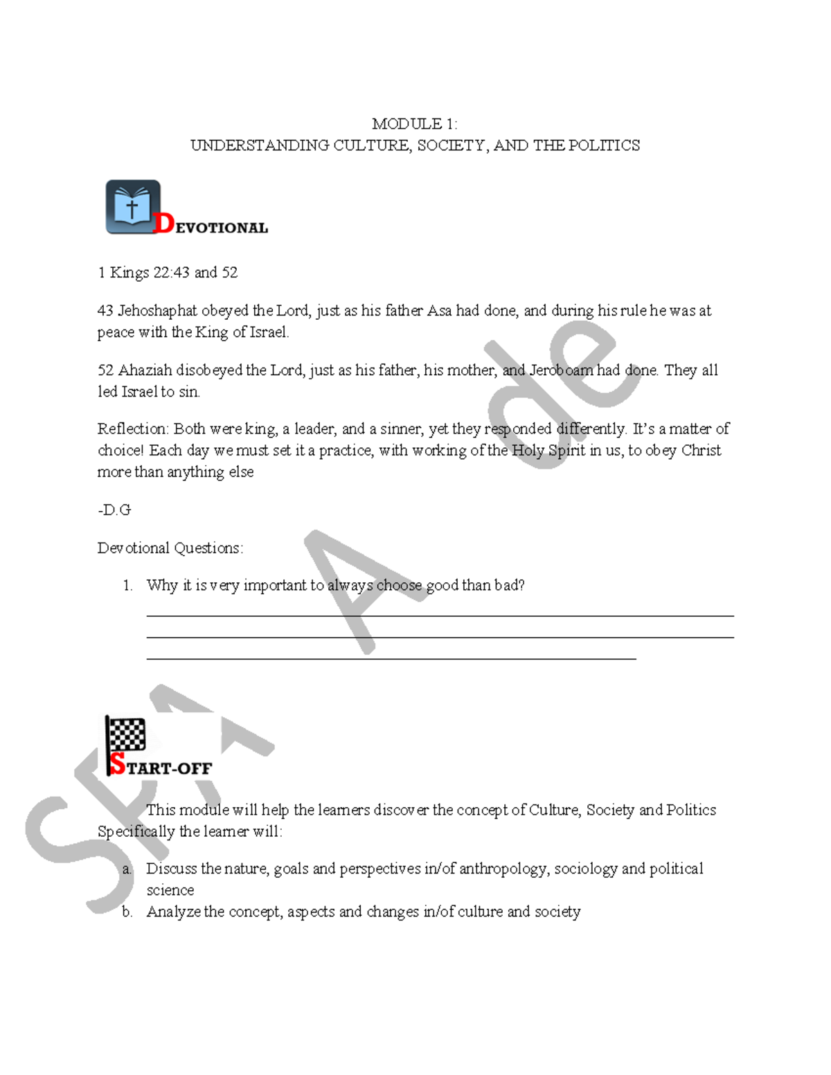 UCSP Module 1 - thank you - MODULE 1: UNDERSTANDING CULTURE, SOCIETY ...