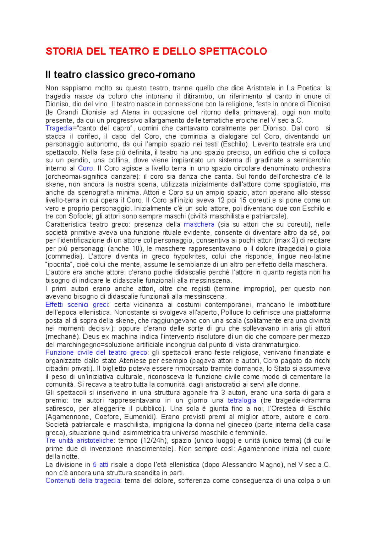 Riassunto libro storia del Teatro e Dello Spettacolo - STORIA DEL ...