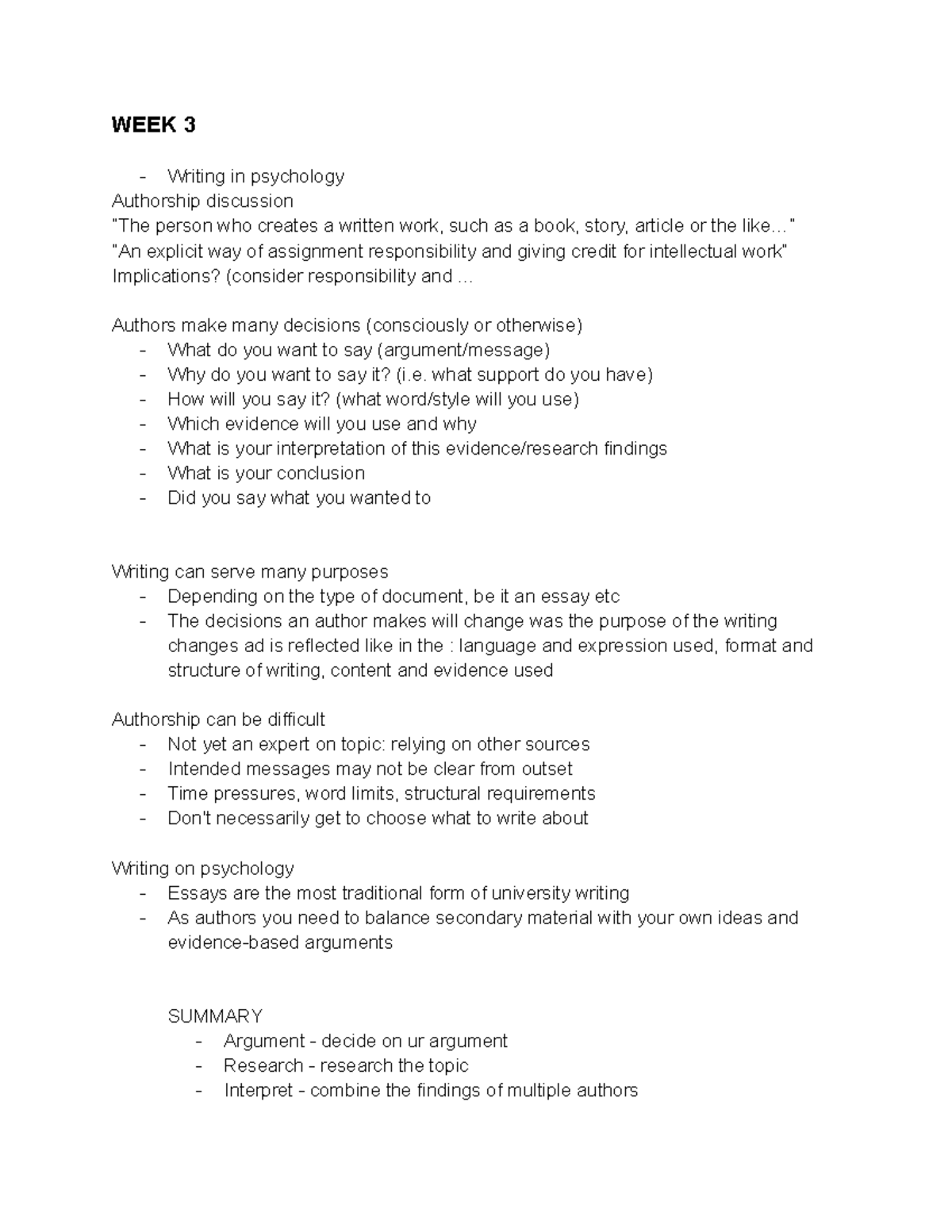 PSYU1101 TUT Notes - TUT note blank answers, Some are not filled in but ...