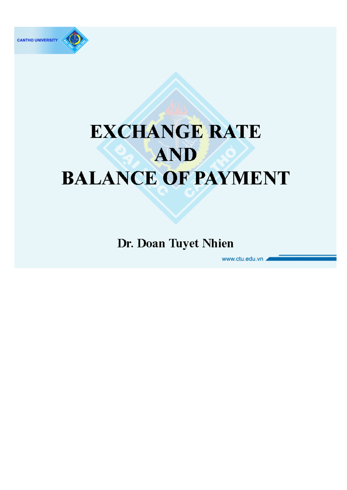 Mở Exchang RATE, BOP in English (Class) - EXCHANGE RATE AND BALANCE OF ...