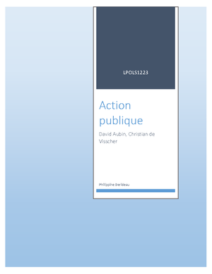 Lpols 1223 Action Publique - Notes DE Cours finales - TABLE DES ...