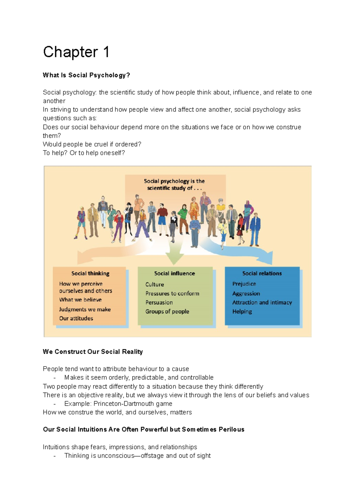 CH1 - Social Psychology Notes - Chapter 1 What Is Social Psychology ...