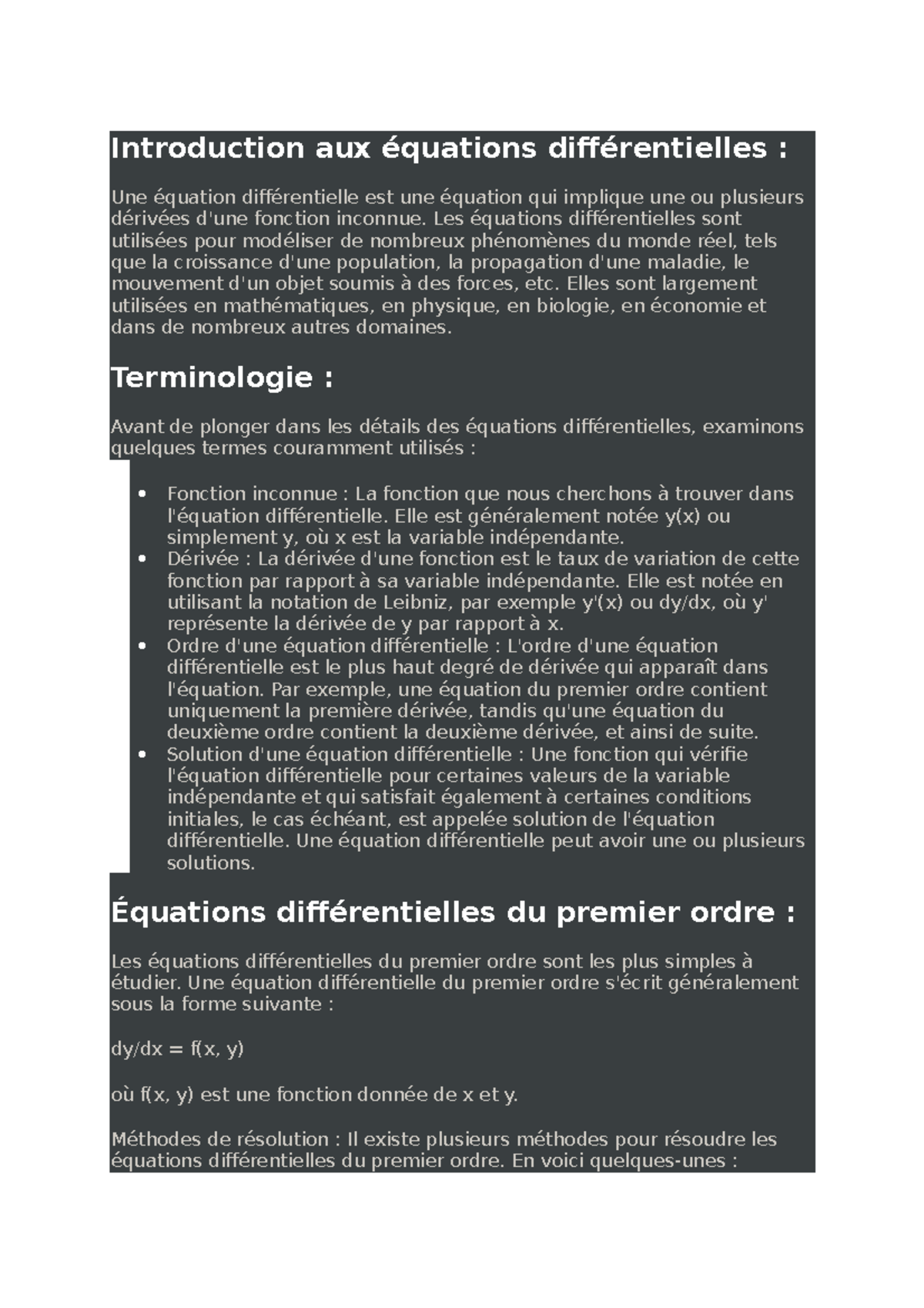 Introduction aux équations différentielles - Les équations ...