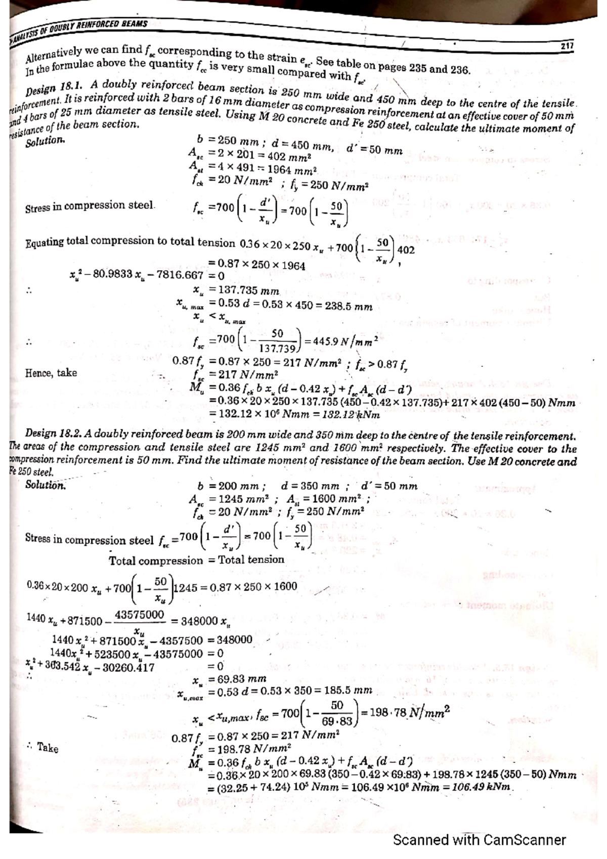 Doubly Reinforced Beam numerical - B.tech Civil - Studocu