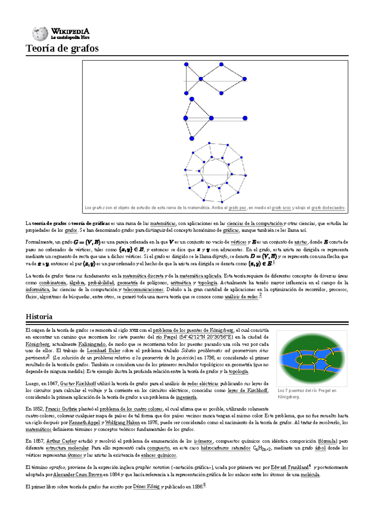 Teoría de grafos - Los grafos son el objeto de estudio de esta rama de ...