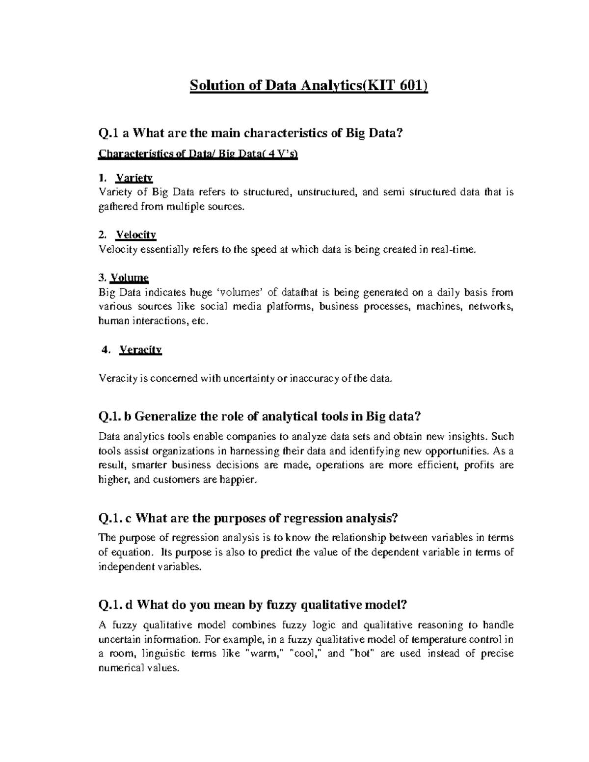 2022-23 Solution - Aktu question paper - Solution of Data Analytics(KIT ...