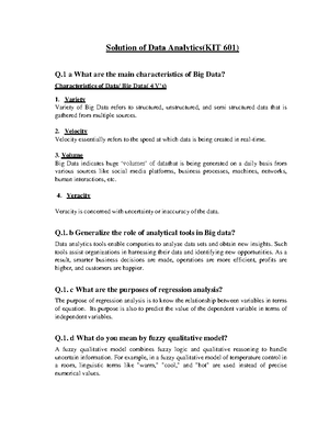 Data Analytics - data analytics - Studocu