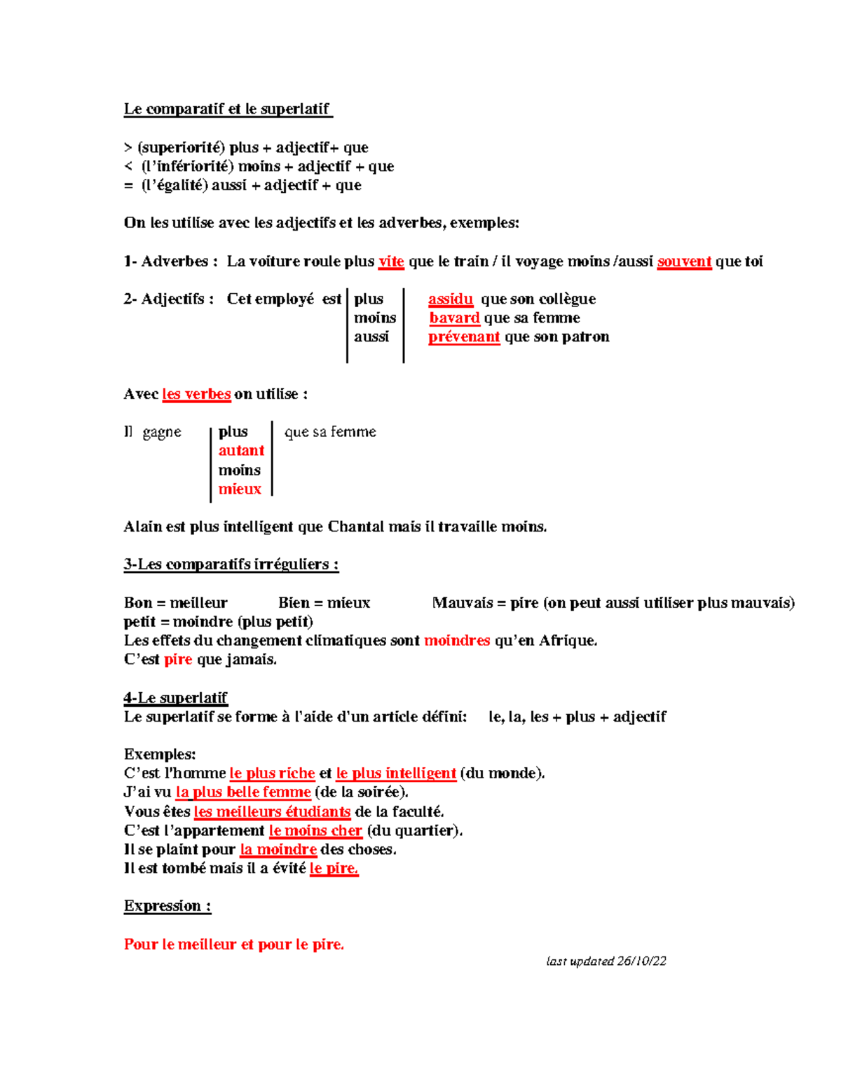 Le comparatif et le superlatif - Le comparatif et le superlatif ...