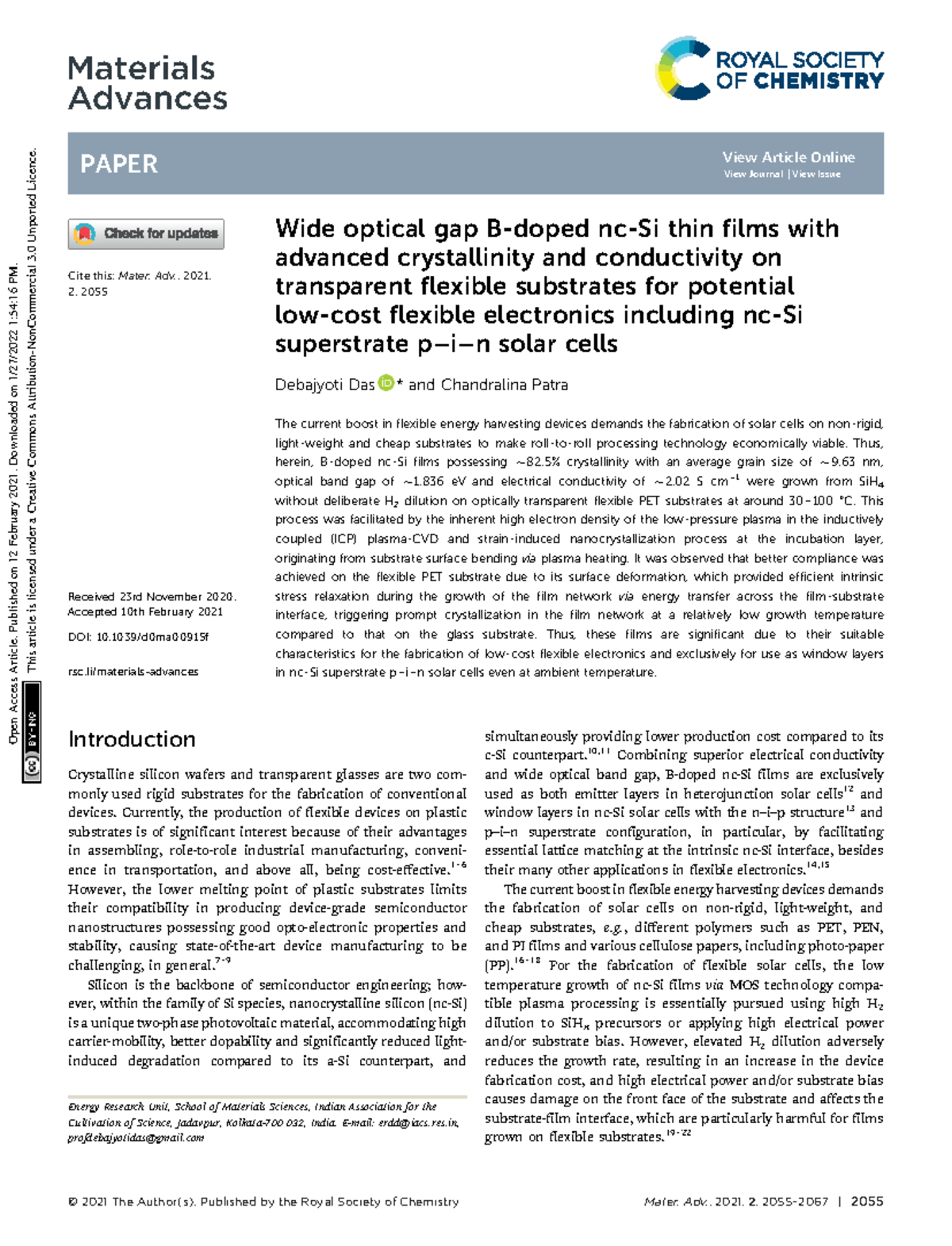 Transparent flexible substrates for potential low-cost flexible ...