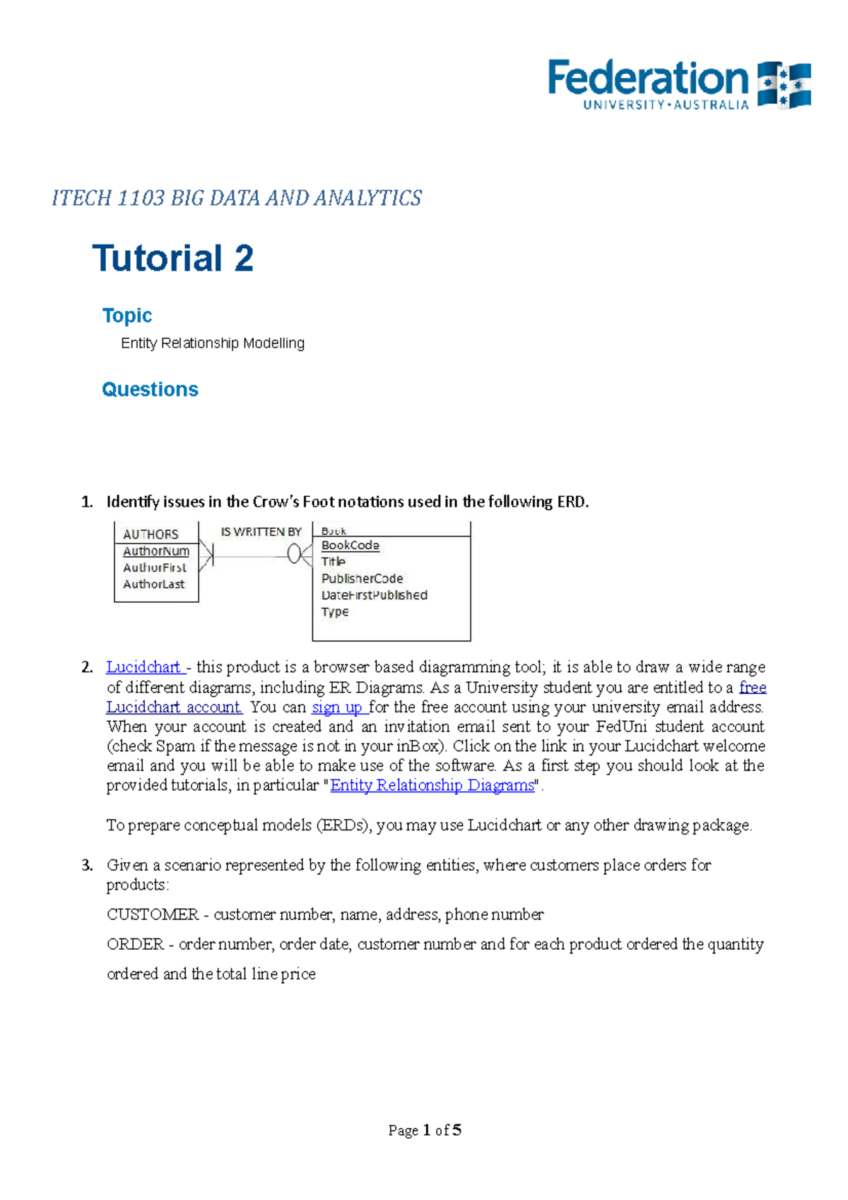 Itech 1103-Tutorial 02 - ITECH 1103 BIG DATA AND ANALYTICS Tutorial 2 ...