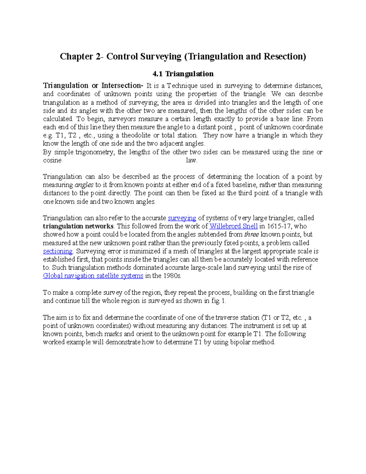 Triangulation Chapter 2 2022 - Chapter 2- Control Surveying ...