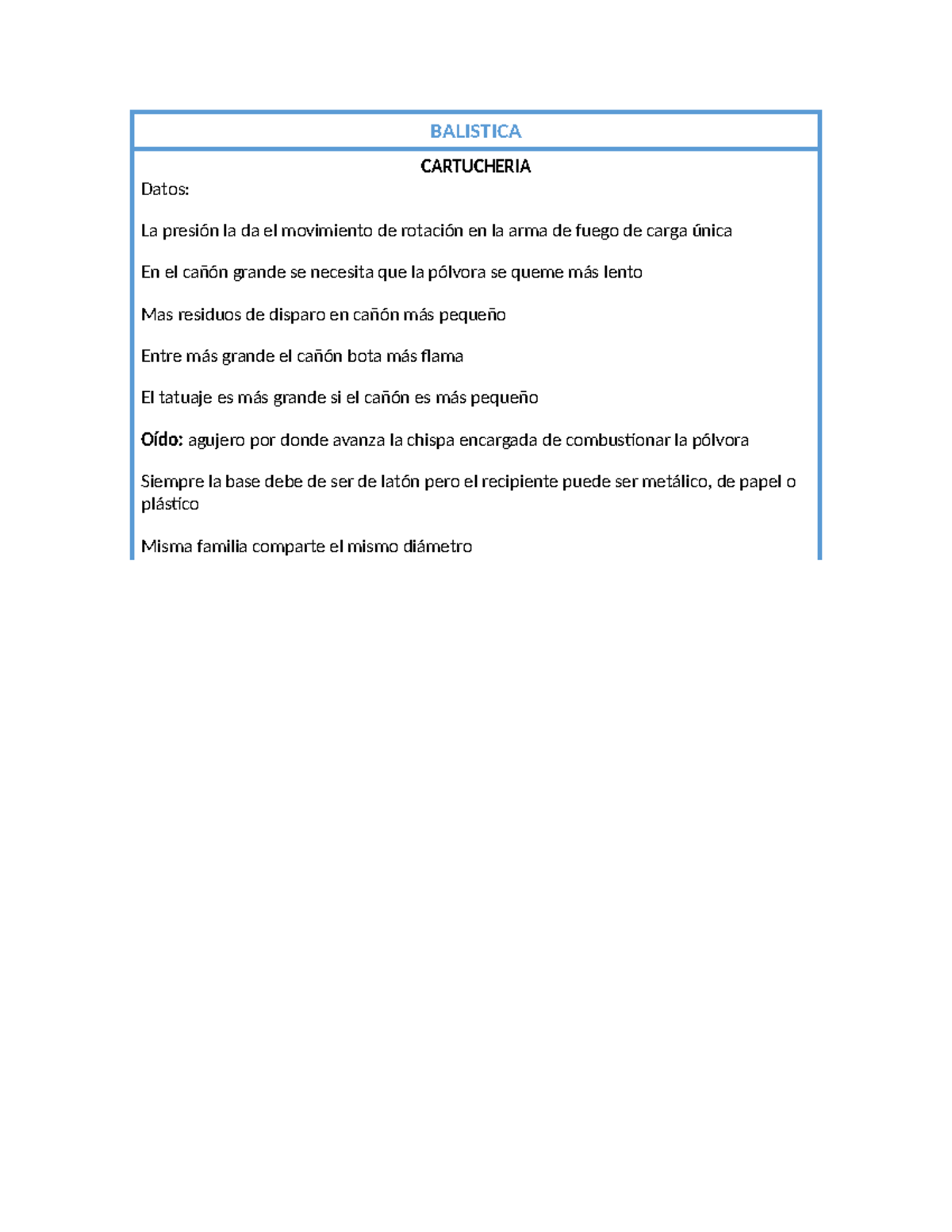 Cartucheria nivel 1 - BALISTICA CARTUCHERIA Datos: La presión la da el ...