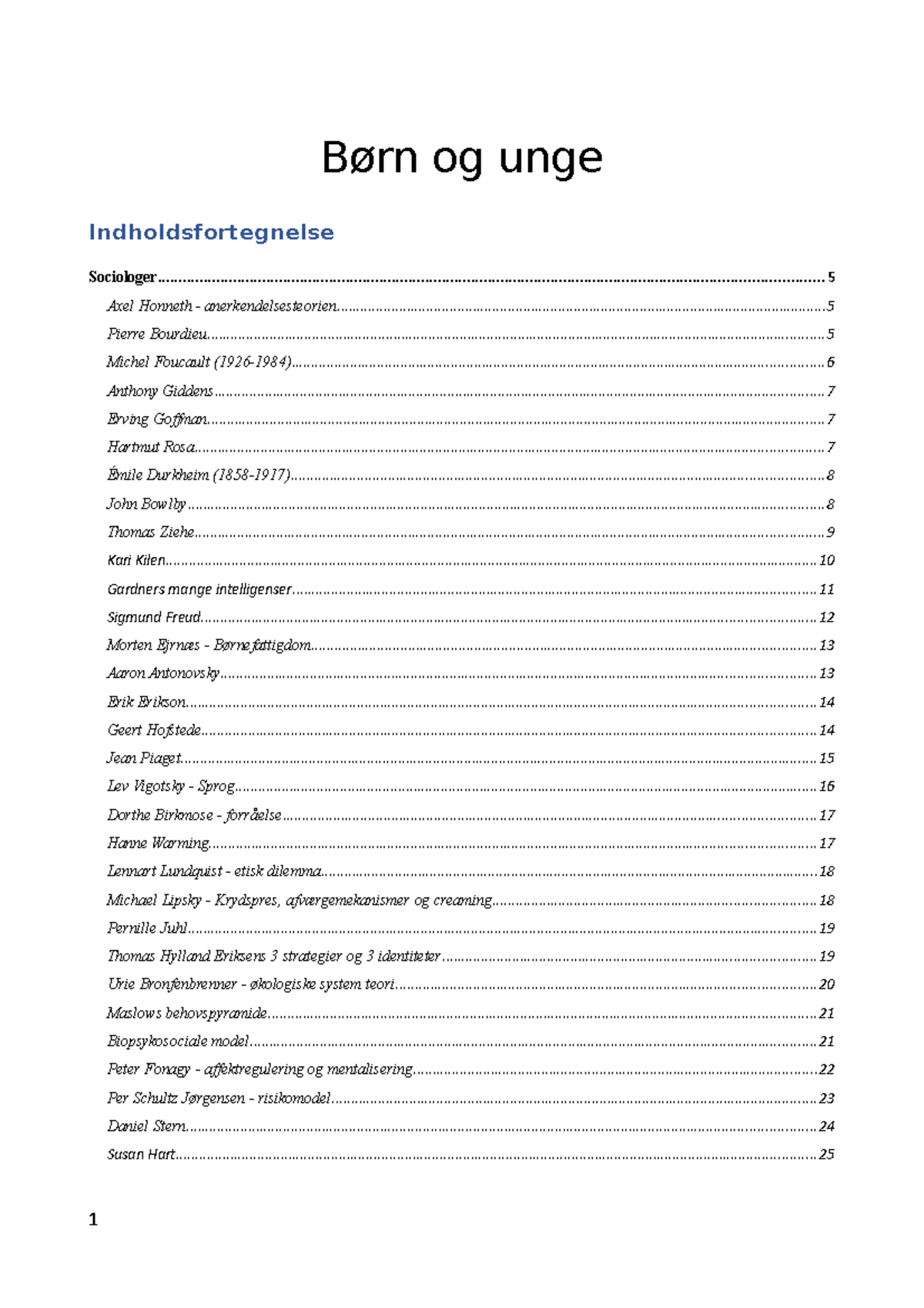 Børn og unge Noter - Børn og unge - Studocu