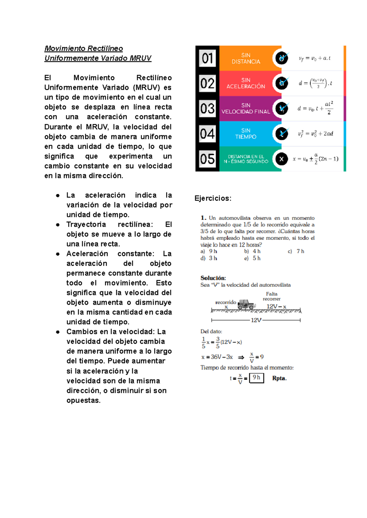 MRUV - Fisica MRUV - Movimiento Rectilíneo Uniformemente Variado MRUV ...