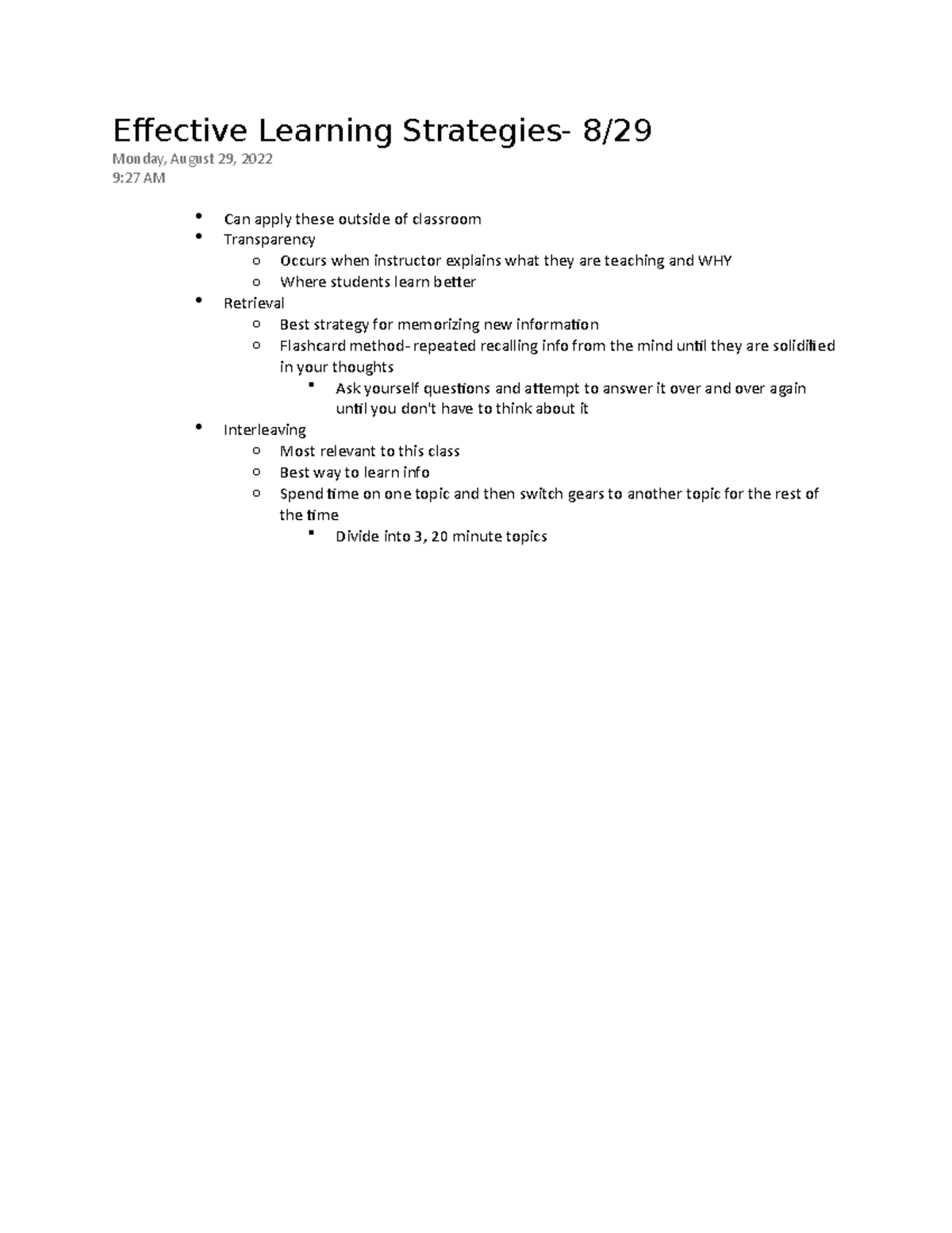 Effective Learning Strategies - Studocu