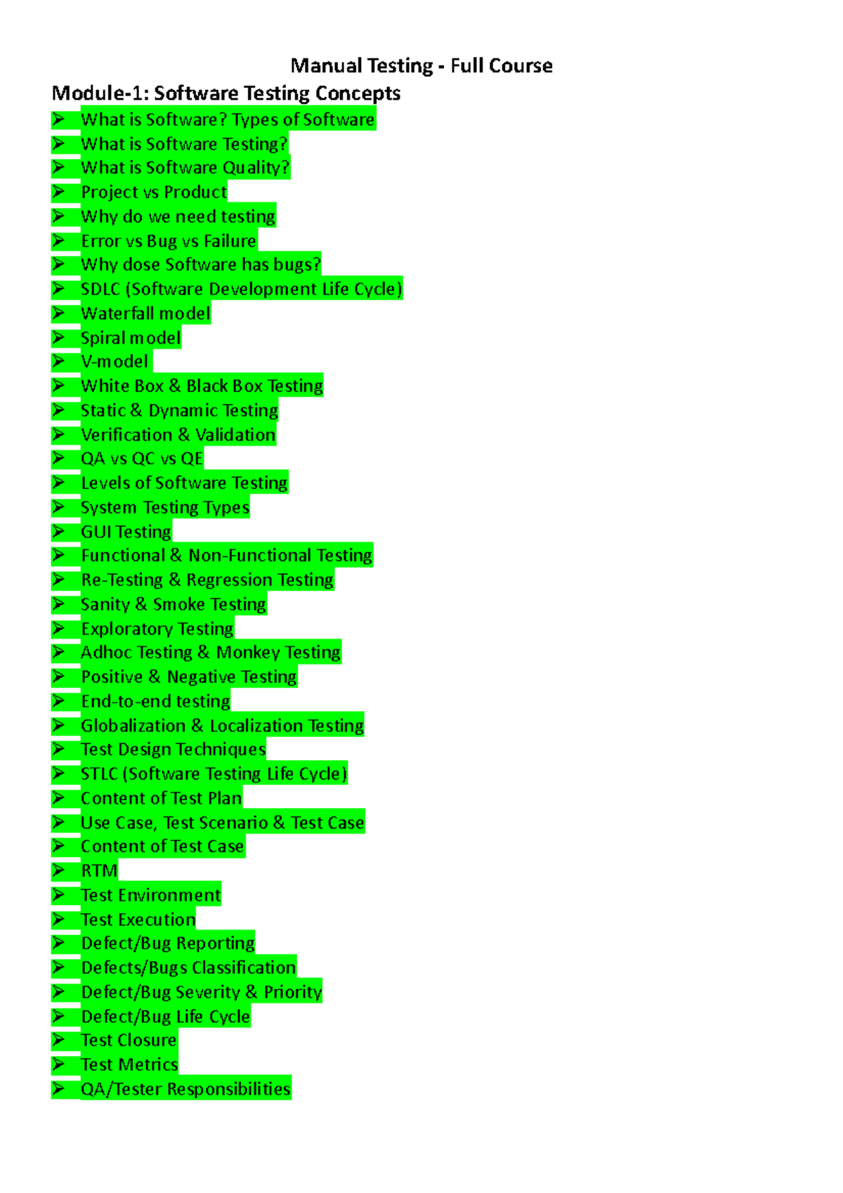 Manual Testing Full Course - Manual Testing - Full Course Module-1 ...