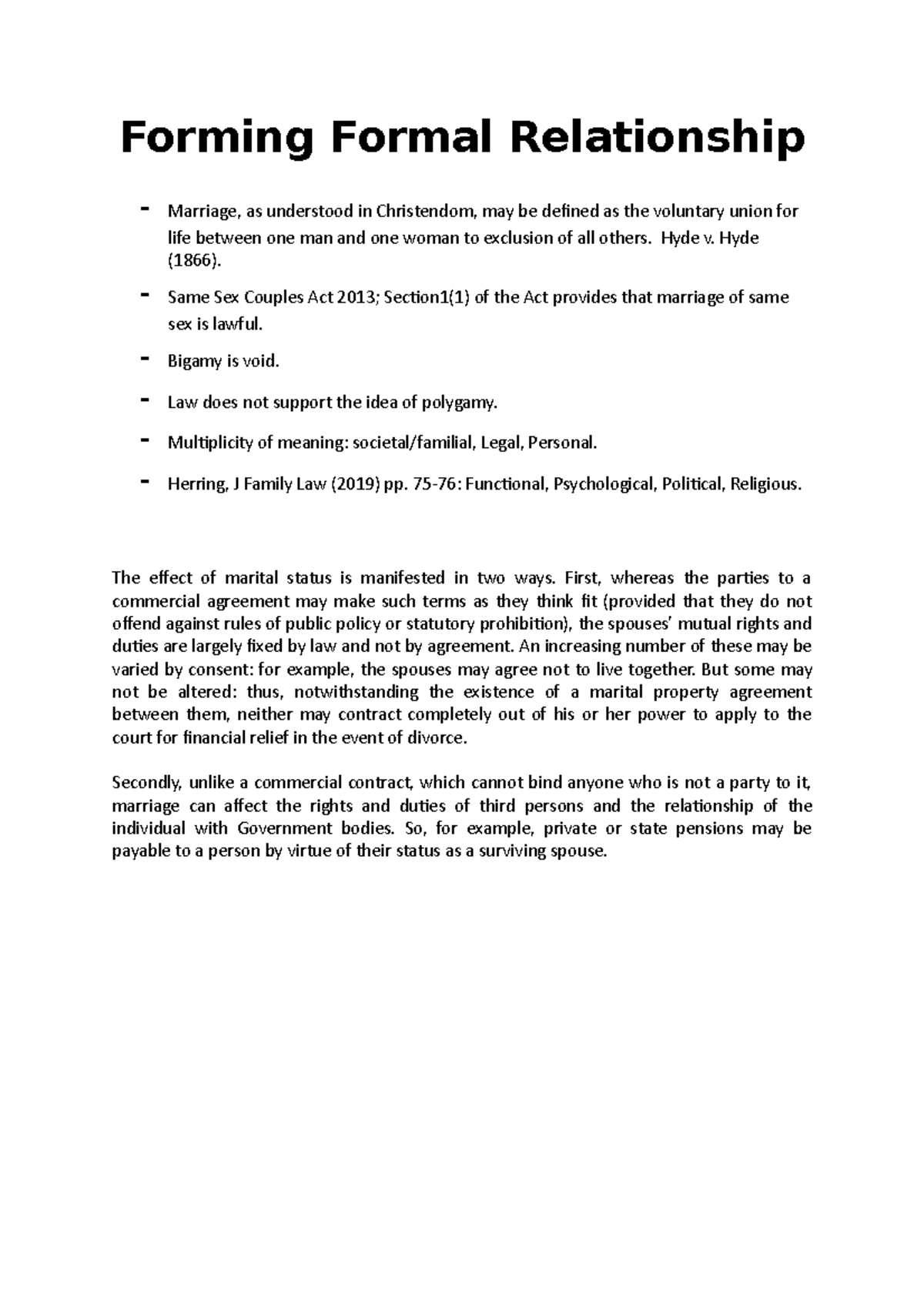 Forming Formal Relationship - Hyde v. Hyde (1866). - Same Sex Couples ...